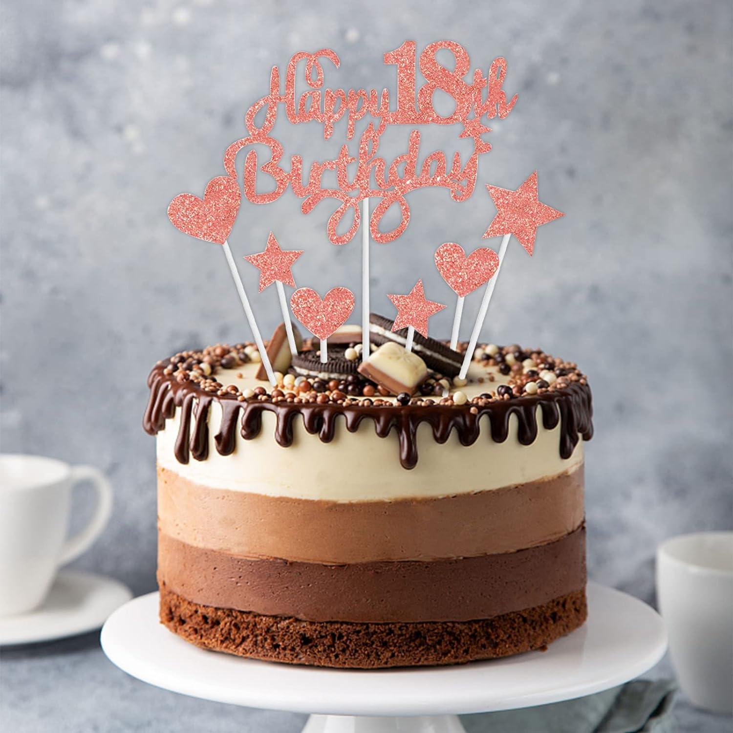 WOSO 18th Birthday Cake Topper Set with Heart Star Cupcake Cake Topper ...