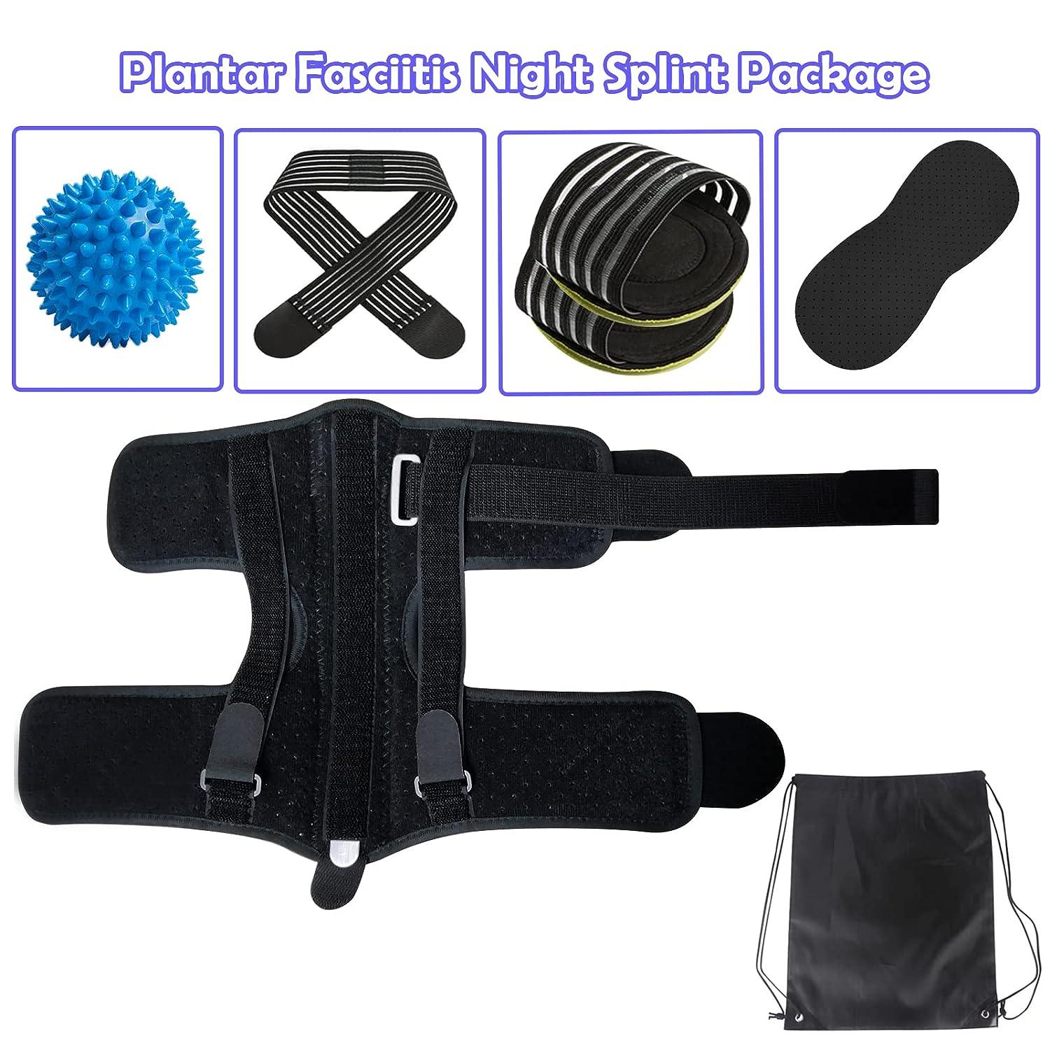 2 Pack Plantar Fasciitis Night Splint Brace with Memory Foam Pad for ...