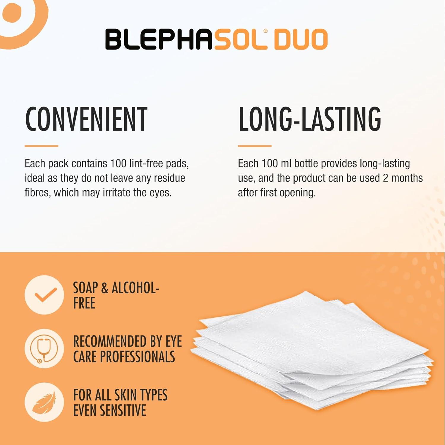 2 x Blephasol Duo 100 ml Micellar Eyelid Cleansing Lotion with 100 Lint ...
