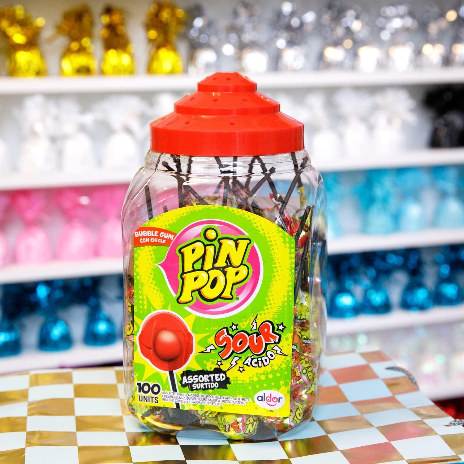 PIN POP Bubblegum Filled Center Lollipops (Gelatin Free) (Sour Mix ...