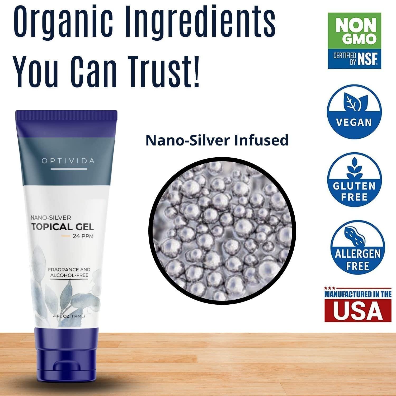 Optivida Colloidal Silver Gel Cream for Wound Care Natural Topical Skin ...