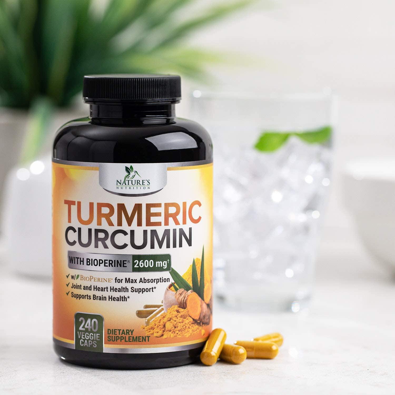 Turmeric Curcumin 2600mg with BioPerine for Joint Health - 240 Capsules