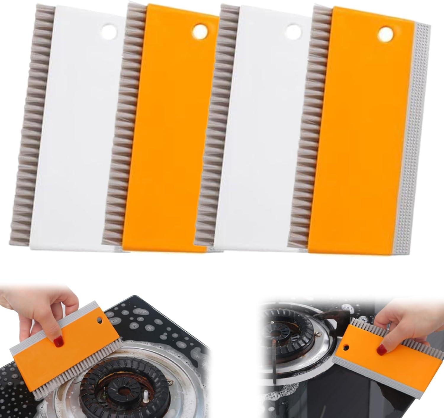 4 Pcs Kitchen Squeegee 2 in 1 Counter Squeegee and Brush with Hanging ...