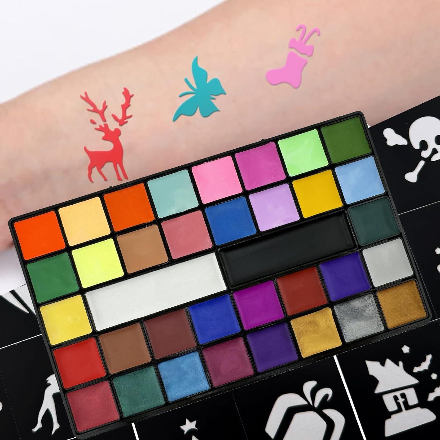 Anteeke Body Painting Colors - 36 Water-Soluble Face Paint Kit for ...