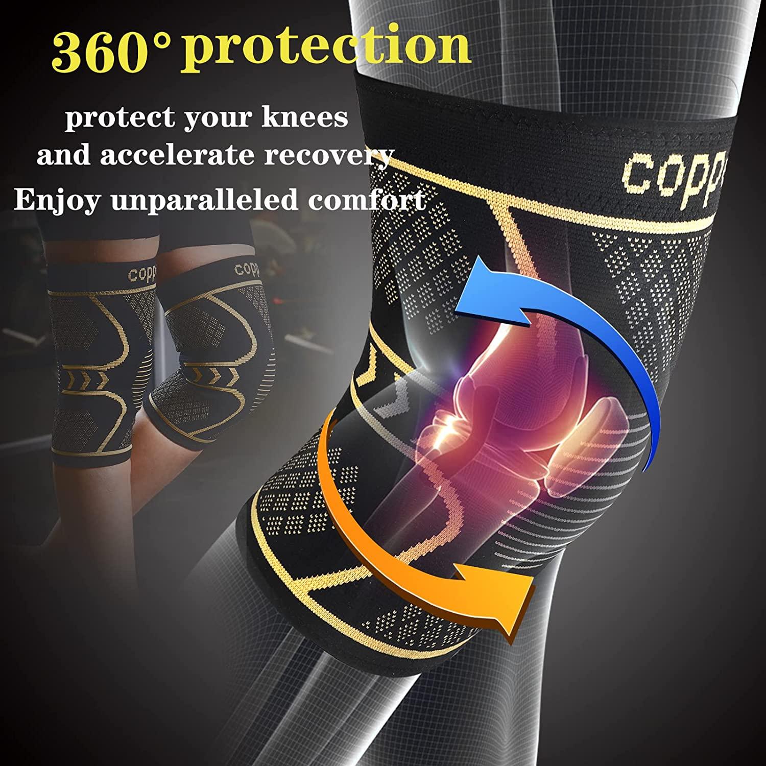 Copper Knee Braces 2 Pack - Compression Sleeve Support for Men & Women ...