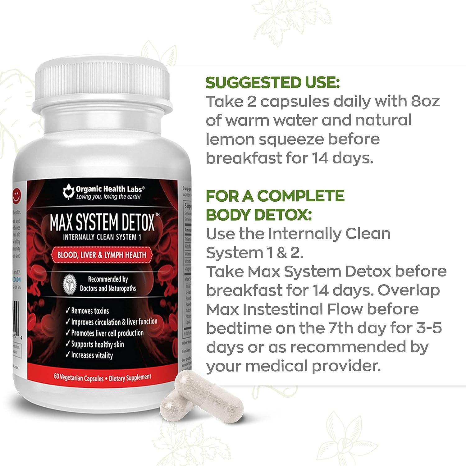 Organic Health Labs Max System Detox - Natural Liver Cleanse Formula with Artichoke Extract - 60 ...