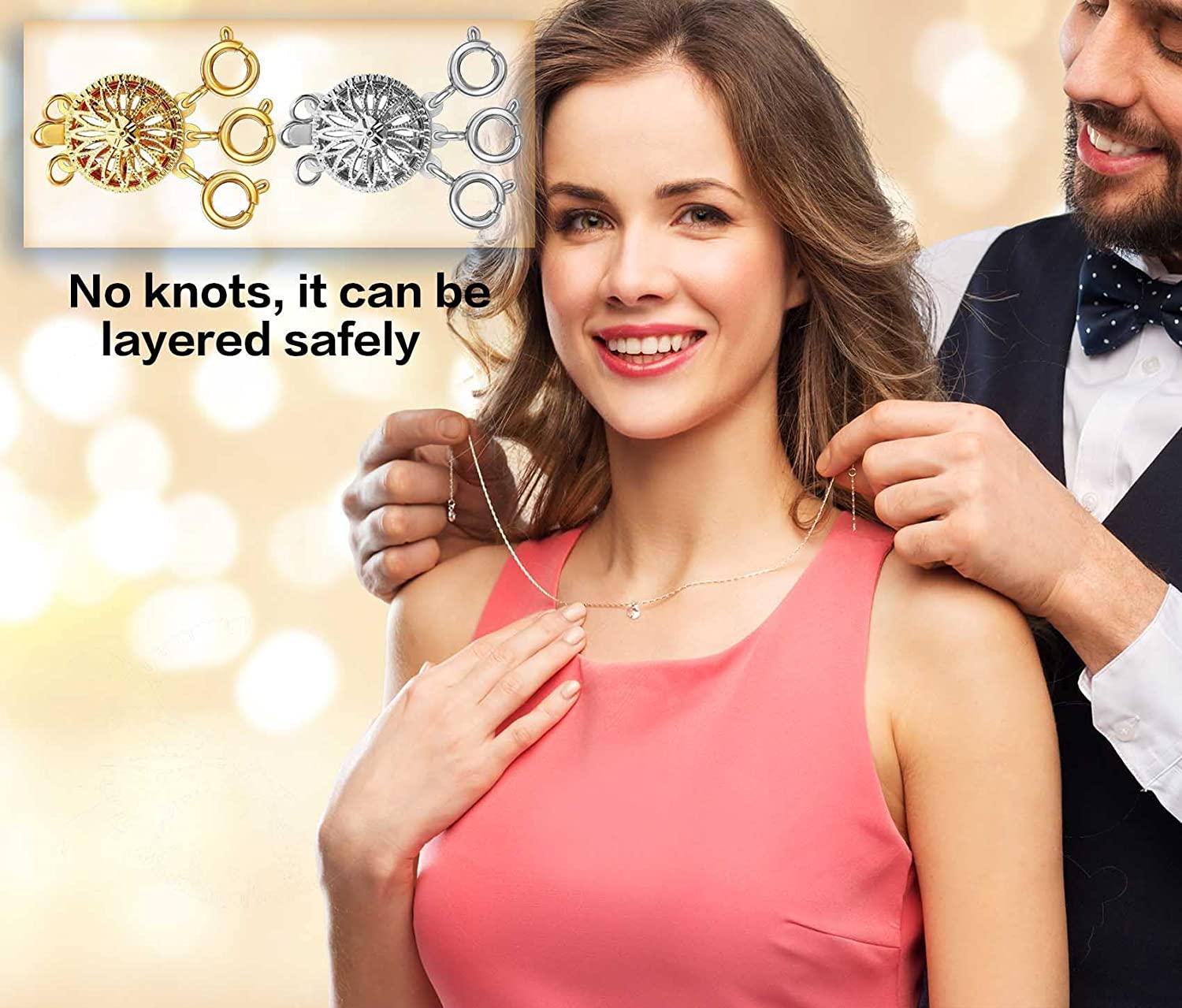 Layered Necklace Clasp Slide | 14k Gold & Silver Jewelry Connectors for ...