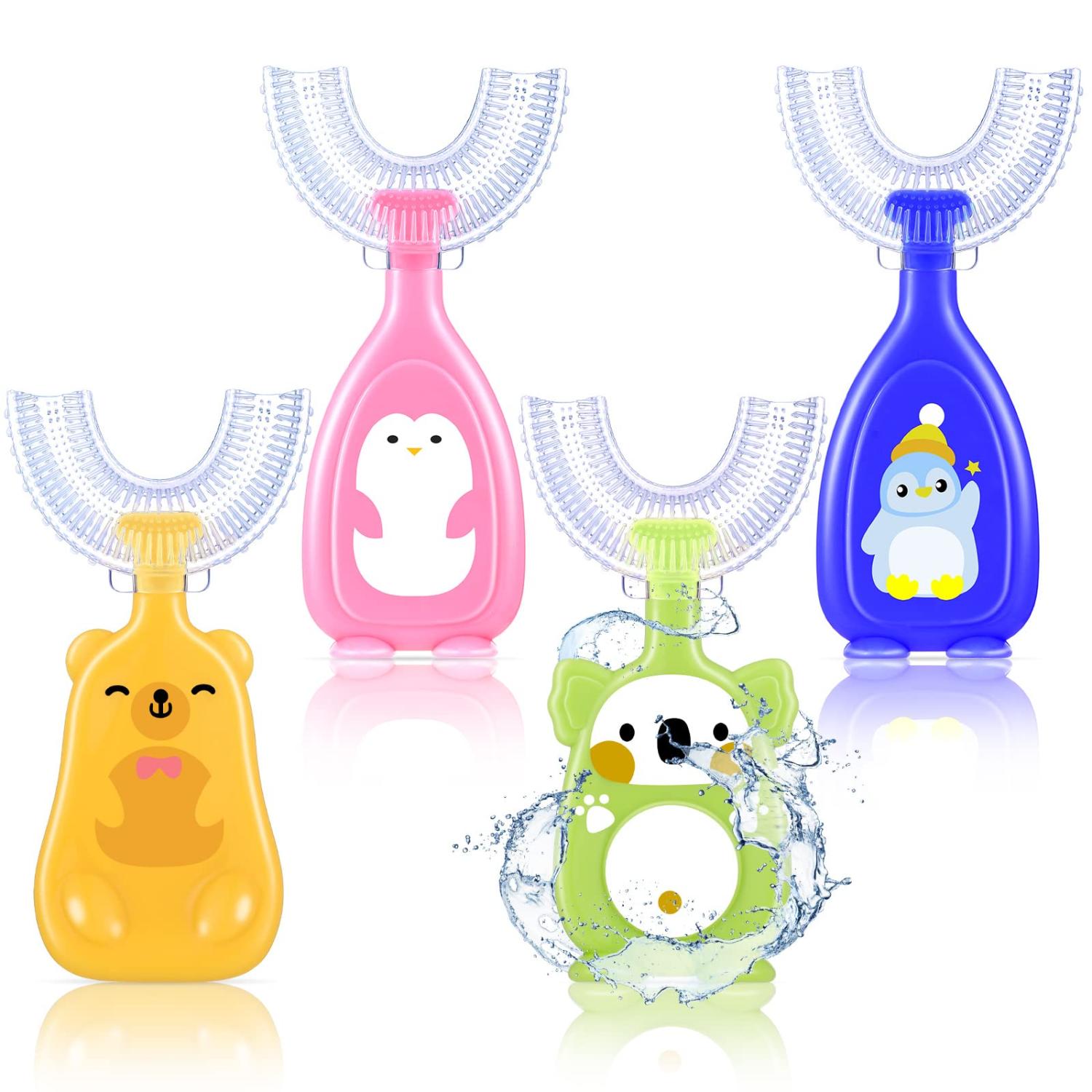 Kids U-Shaped Silicone Training Toothbrush | Penguin, Koala, Duck, Bear ...
