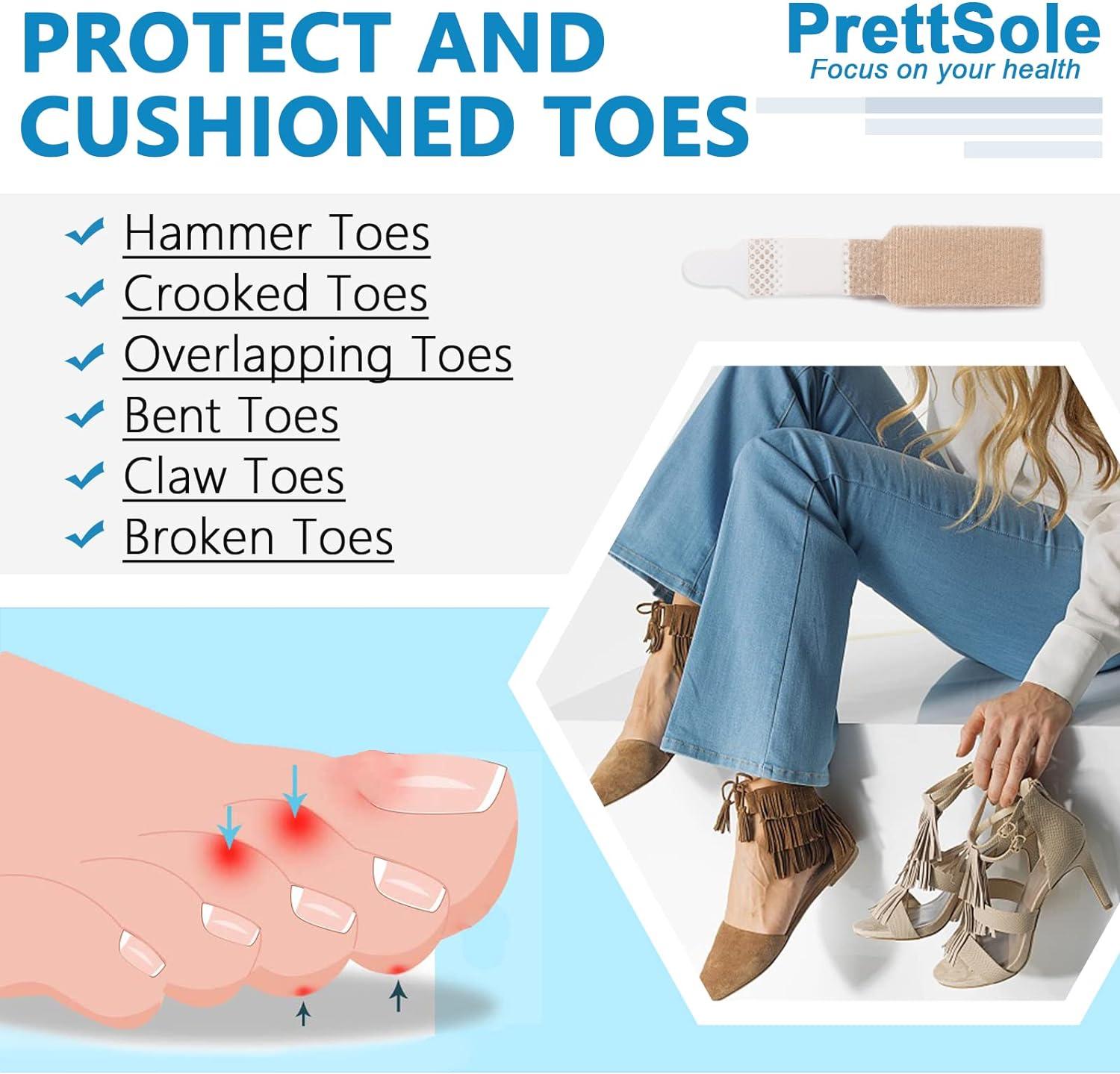 PrettSole 8-Piece Toe Splints & Wraps - Hammer Toe Support Brace for ...