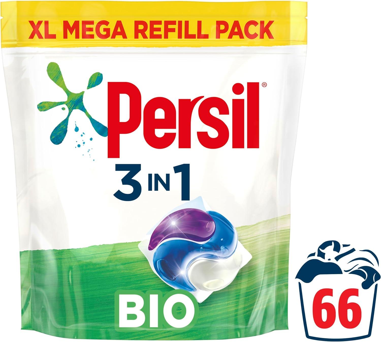 Persil 3 in 1 Bio Laundry Capsules XL Mega Refill Pack 1.78 kg (66 ...