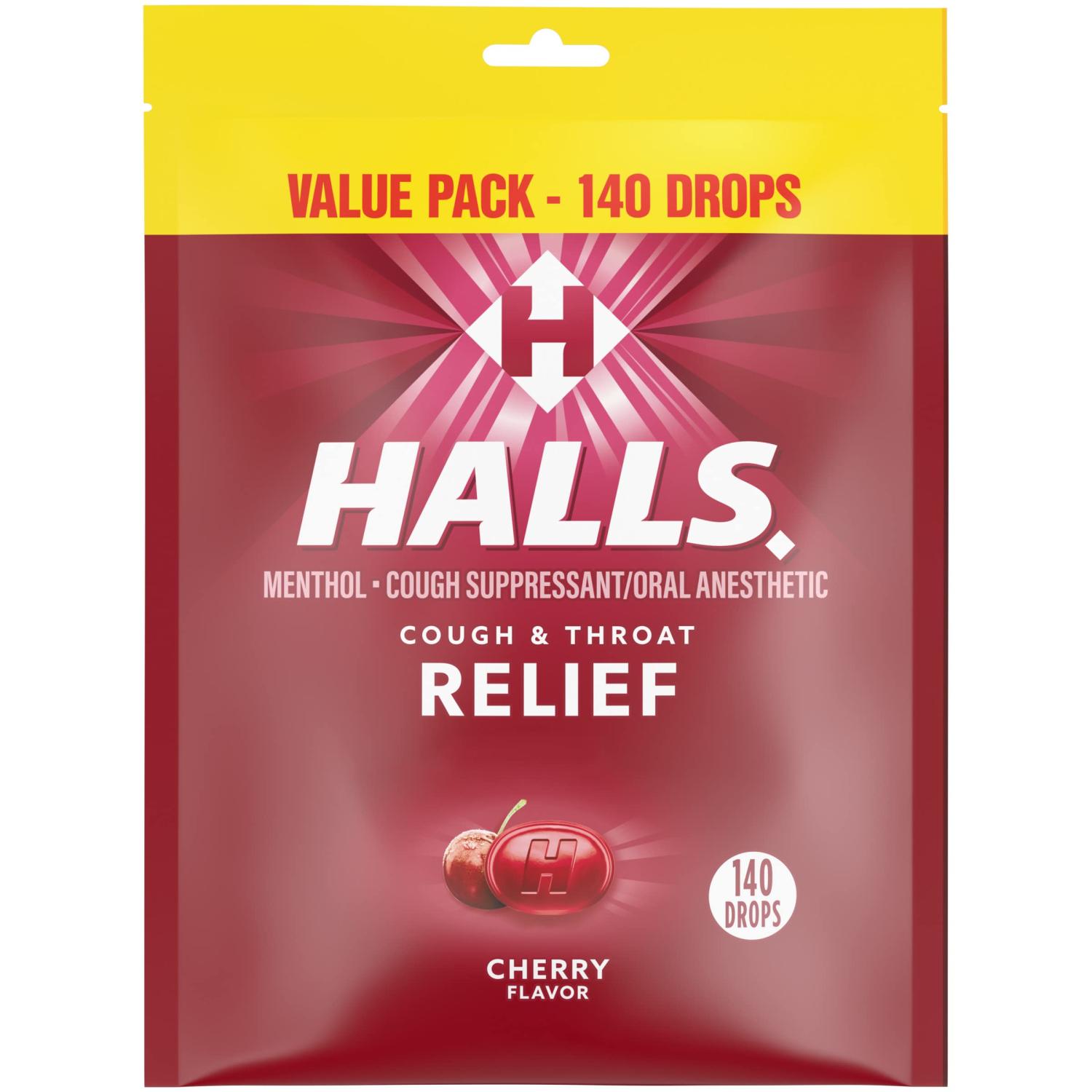 Halls Relief Cherry Cough Drops Value Pack 140 Drops