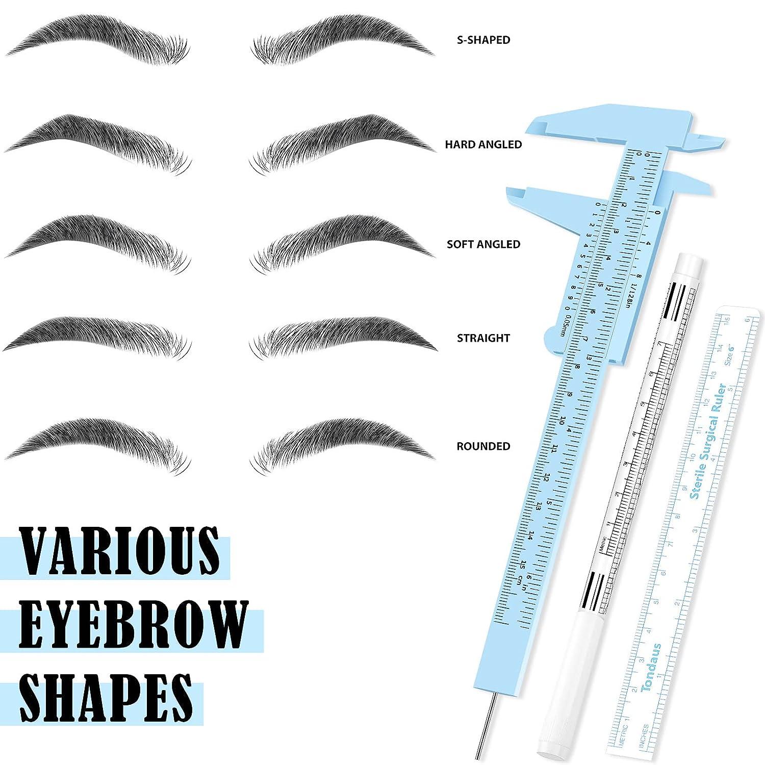6-Piece Eyebrow Tools Set with Measuring Ruler and Microblading Marker ...