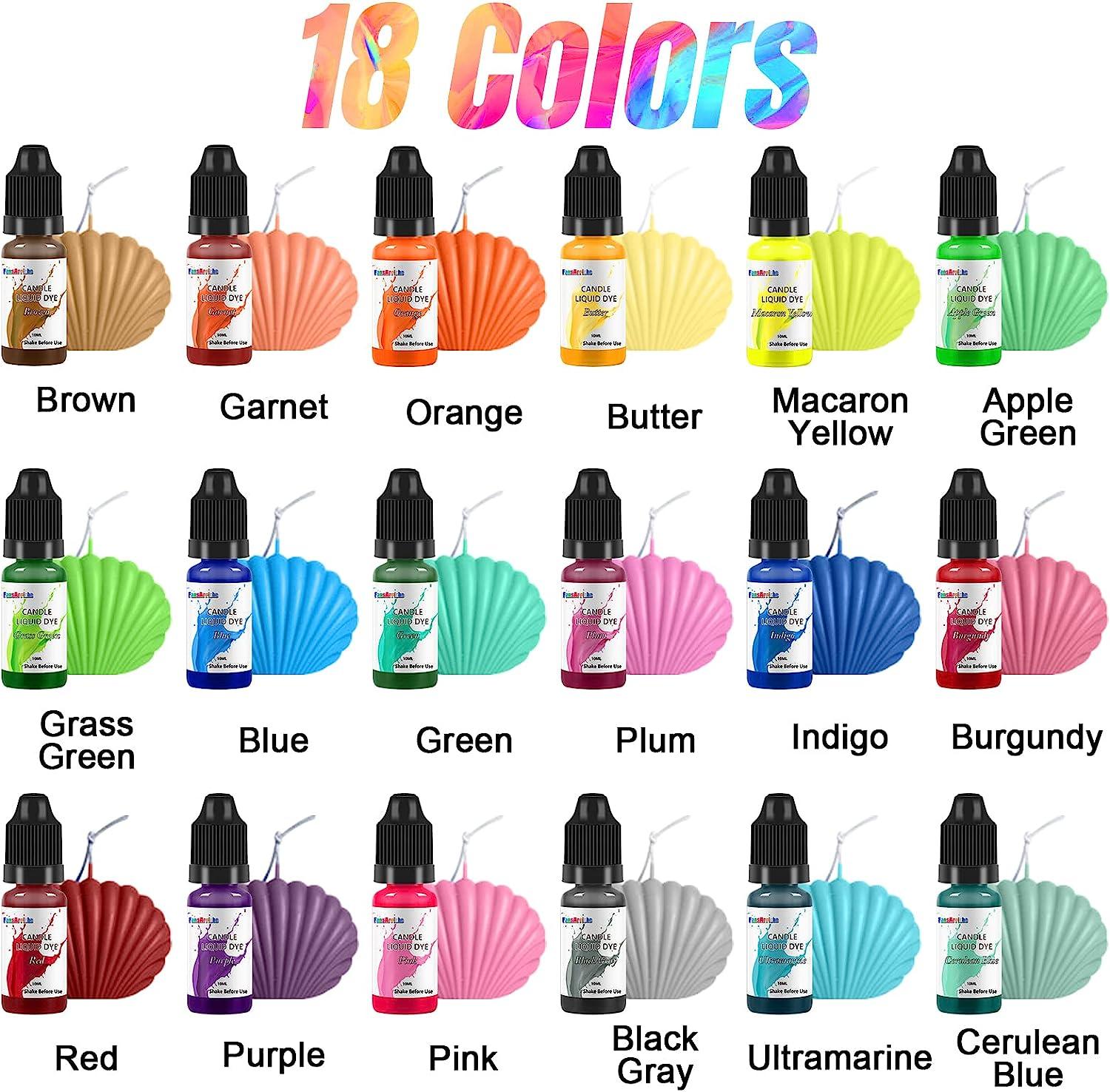 18 Colors Liquid Oil-Based Candle Dye for DIY Candle Making - Highly ...