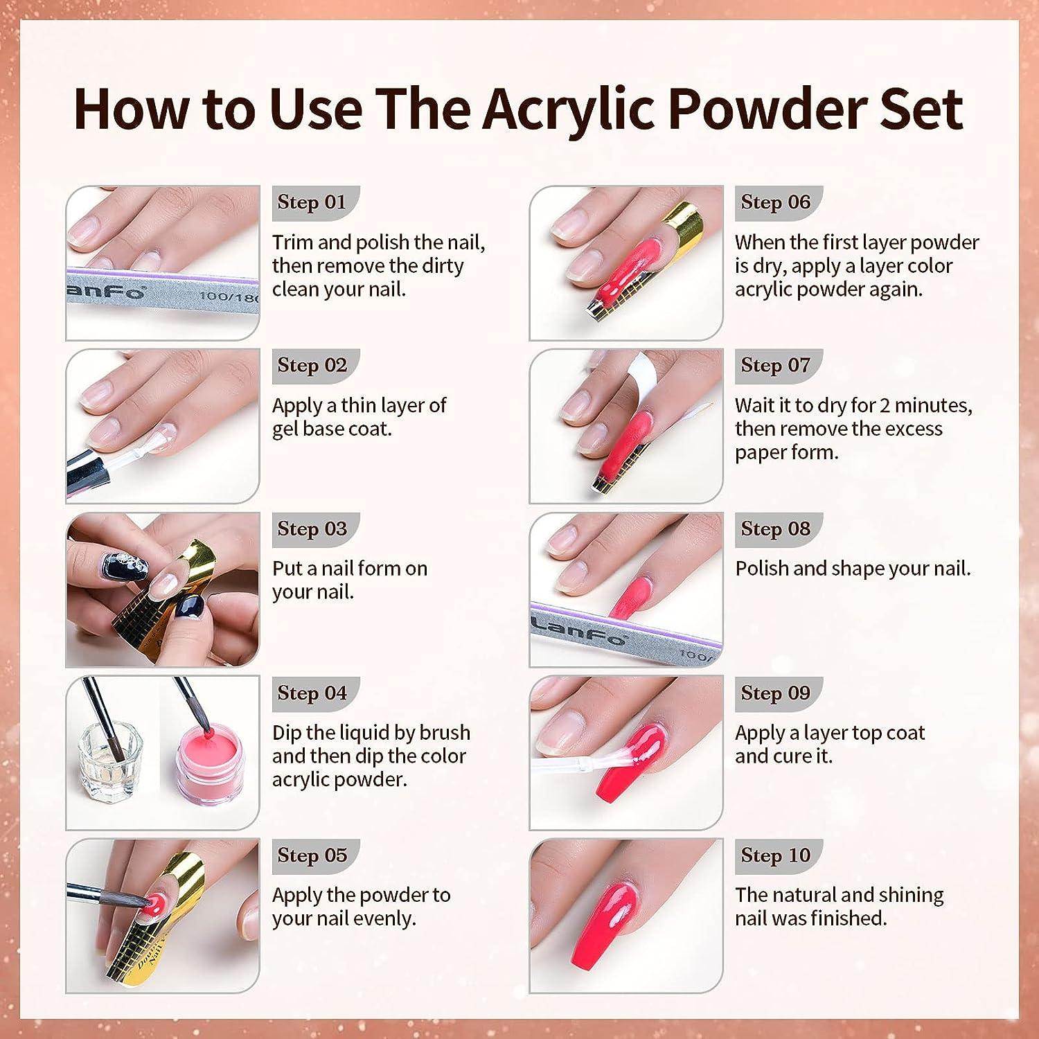 LanFo Acrylic Powder Set - 12 Colors Kit for Professional Acrylic Nails ...