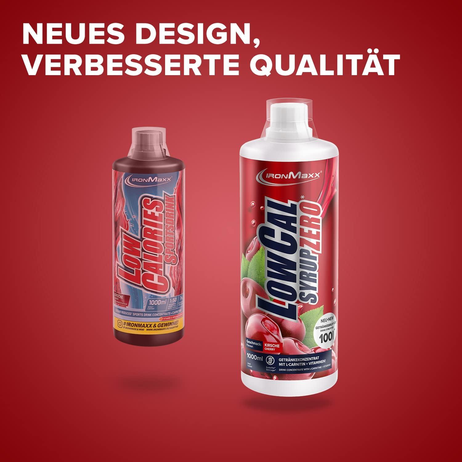 IRONMAXX LOWCAL SYRUP Zero - Sugar-Free Cherry Beverage Concentrate 1000ml | 1:100 Mixture with ...