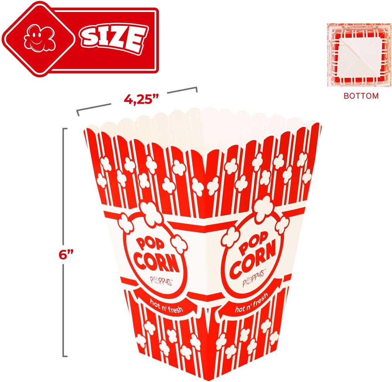 Poppy's Large Popcorn Boxes 200 Pack 46 Oz Concession-Grade Popcorn ...