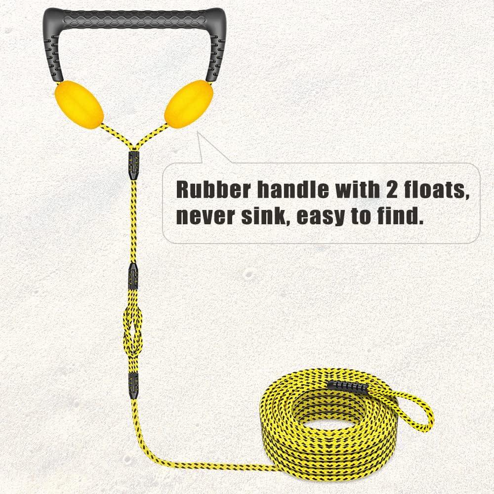 SELEWARE Water Ski Rope with Soft Rubber Handle and 2 Floats - 75 ft 2 ...