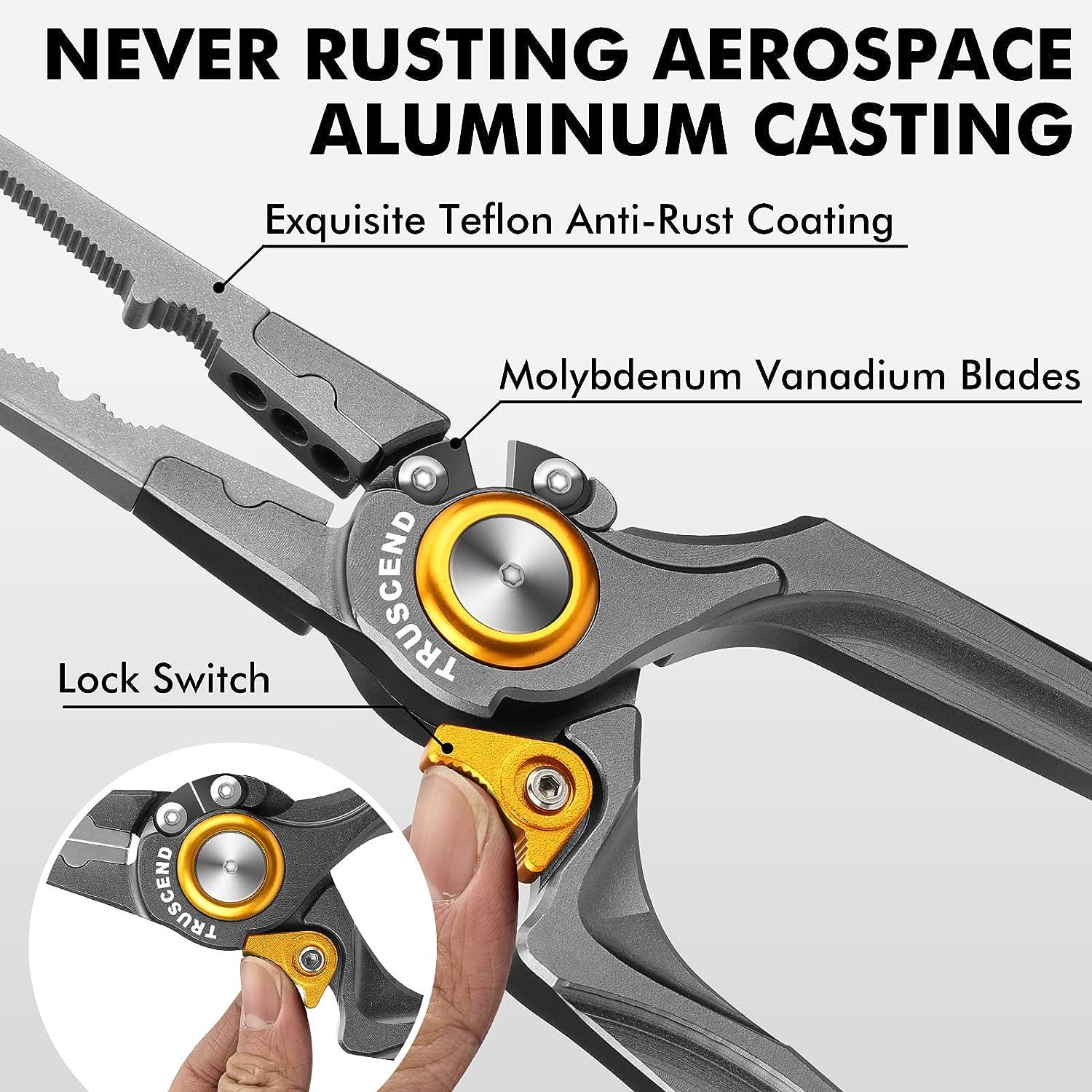 TRUSCEND Fishing Pliers Saltwater with Mo-V Blade Cutter Corrosion ...