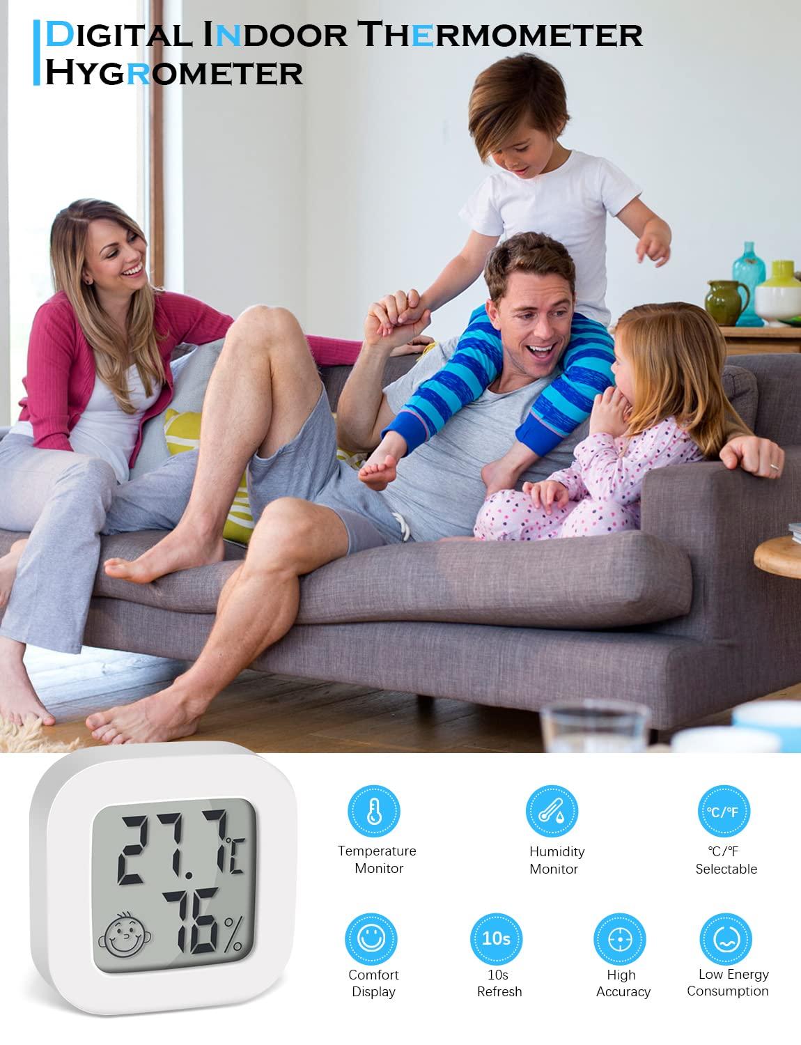 Mini Digital Thermometer Hygrometer - 2 Pieces Indoor Humidity Meter ...