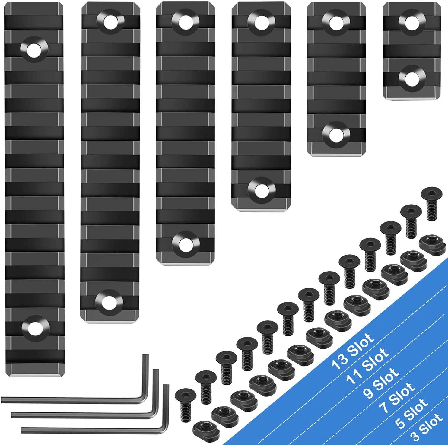 FANGOSS Mloc Picatinny Rails Set - 6 Pack with 3, 5, 7, 9, 11, 13 Slot ...