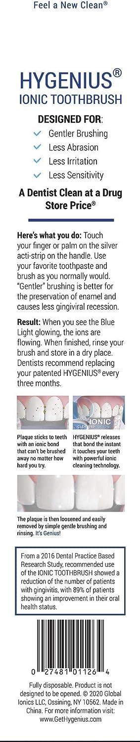 HyGenius Ionic Toothbrush - Ultimate Trillion ION Plaque Fighting ...
