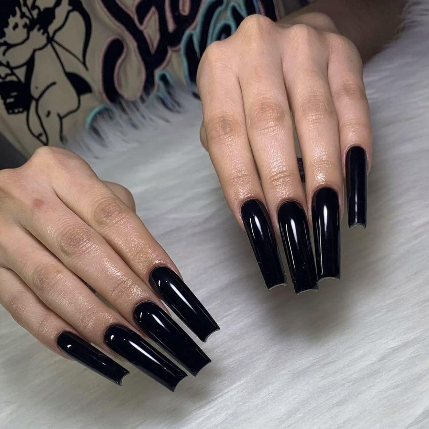 Black Squoval Nails