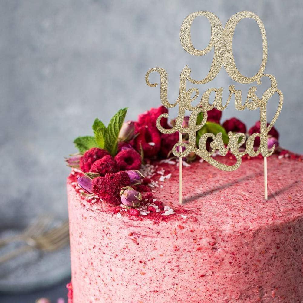 90 Years Loved Cake Topper 90th birthday cake topper glitter cake ...