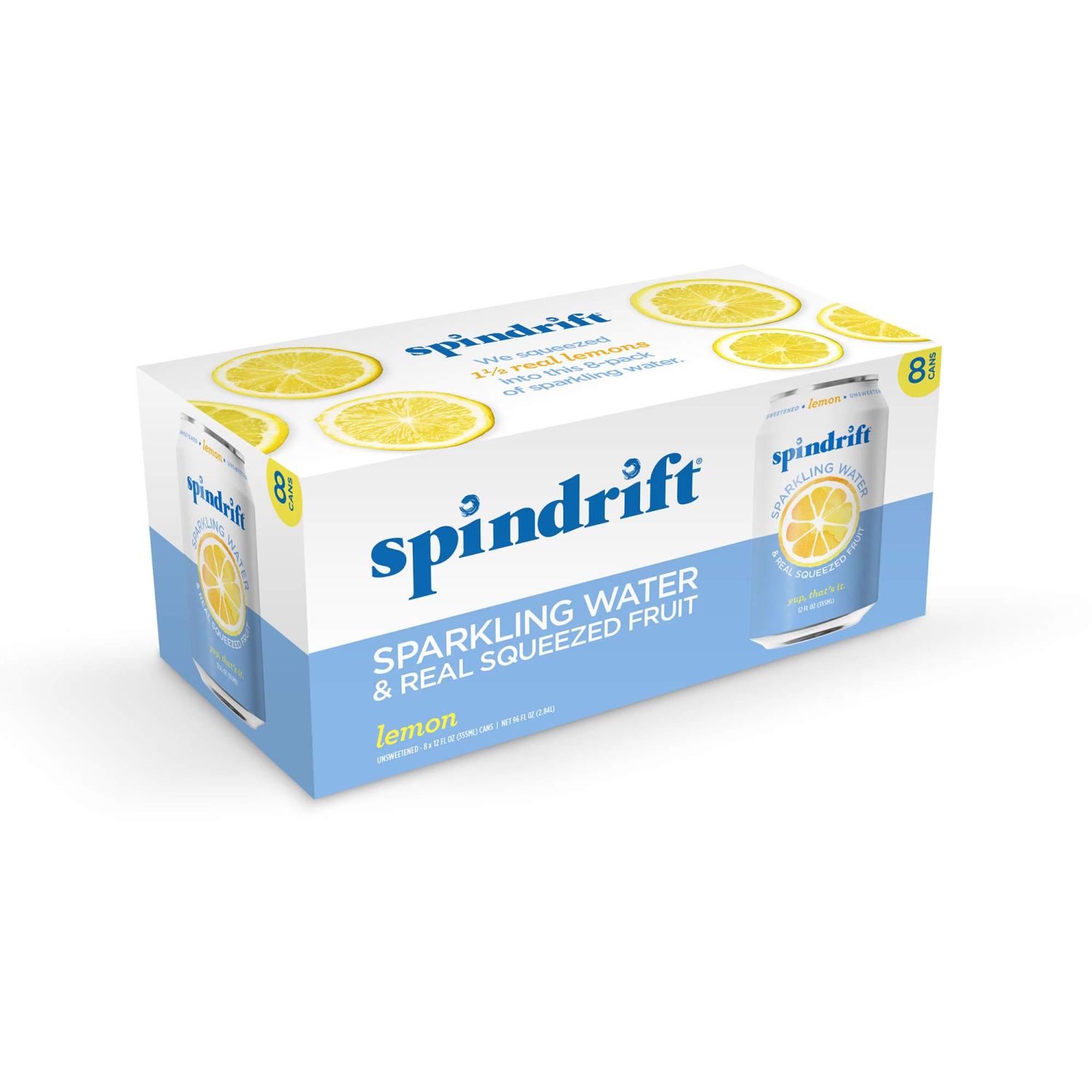 Spindrift Lemon Sparkling Water 12 Fl. Oz. Cans - Pack of 8 ...