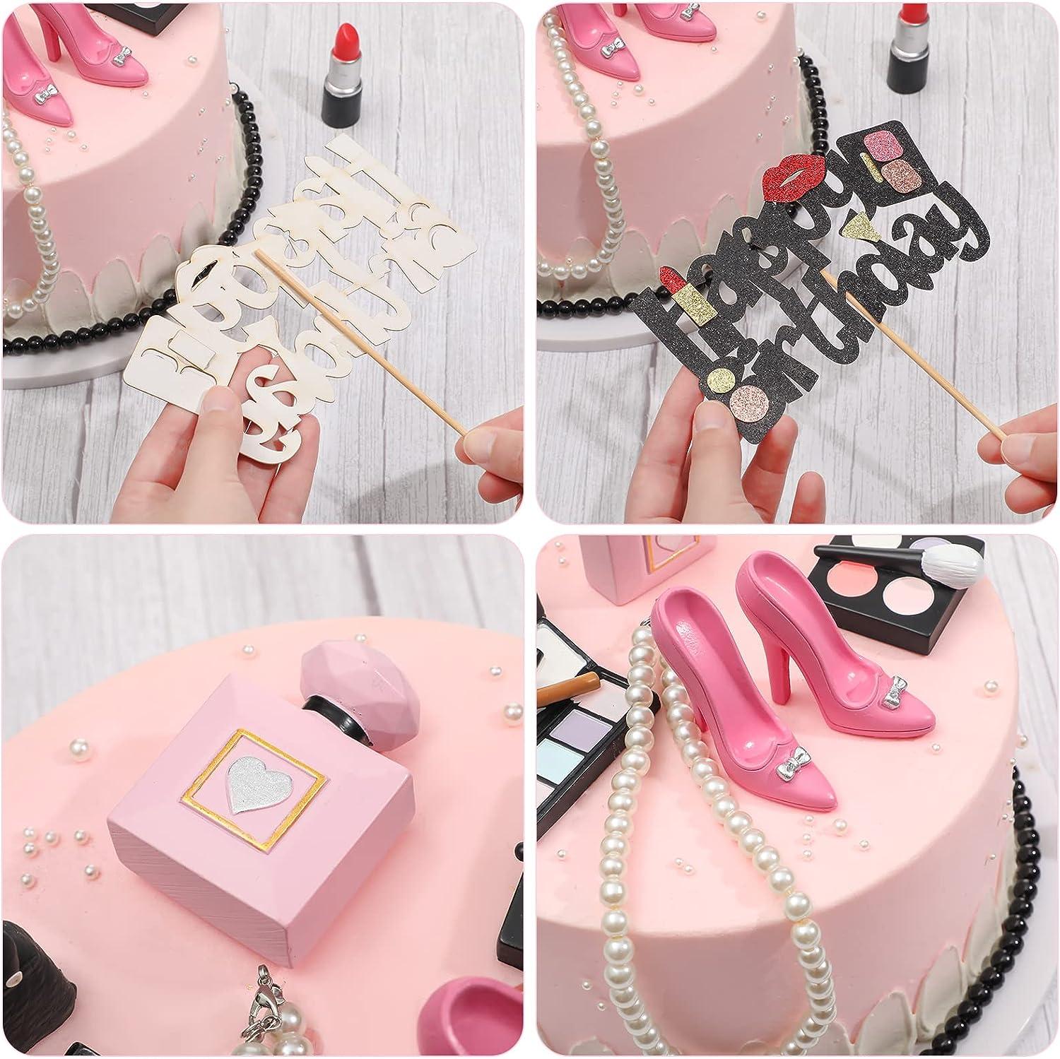 10 Pcs Makeup Cake Topper | Cosmetics Birthday Decorations | 3D Resin ...