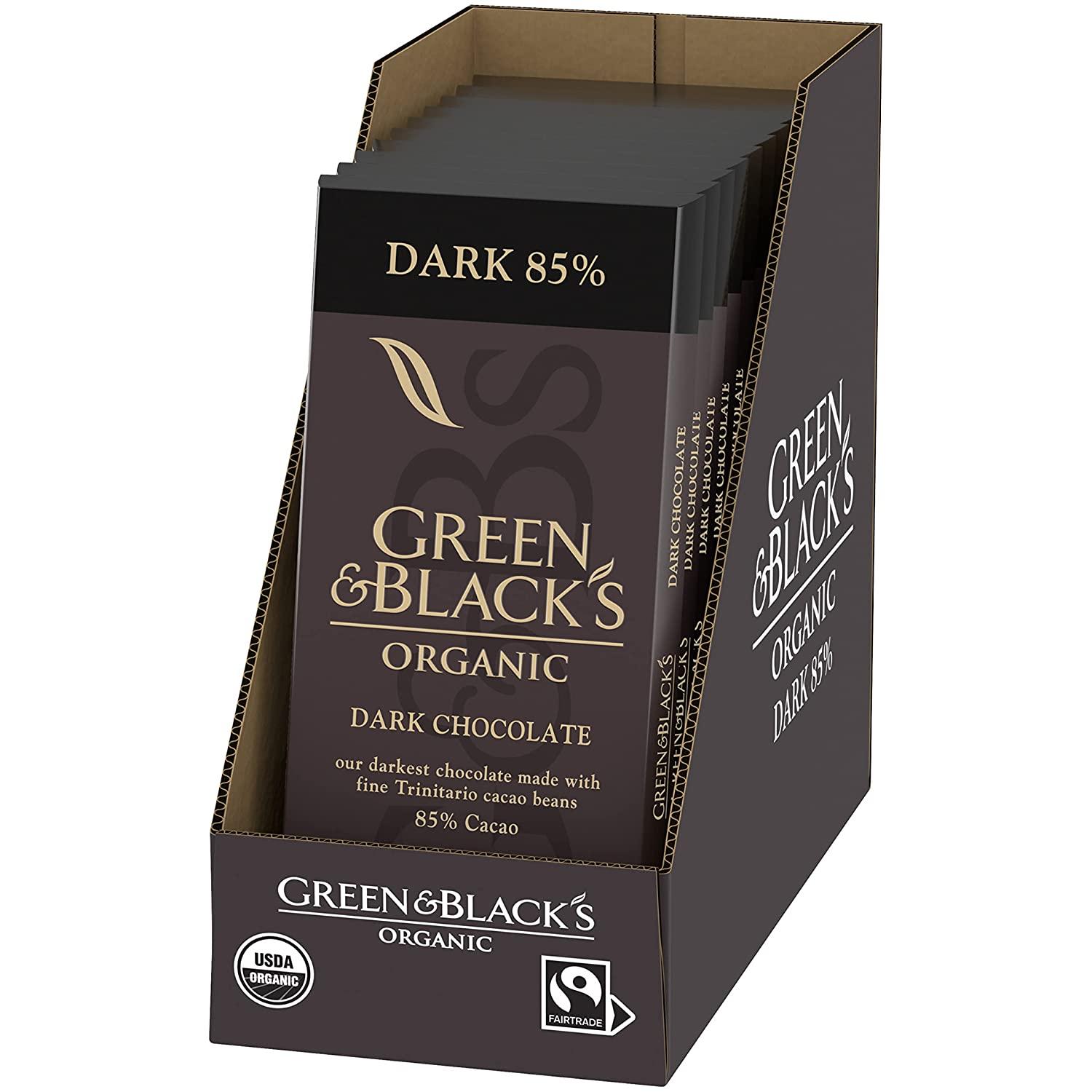 Green & Black's Organic Dark Chocolate Bar - 85% Cacao, 10 Pack of 3.17 ...