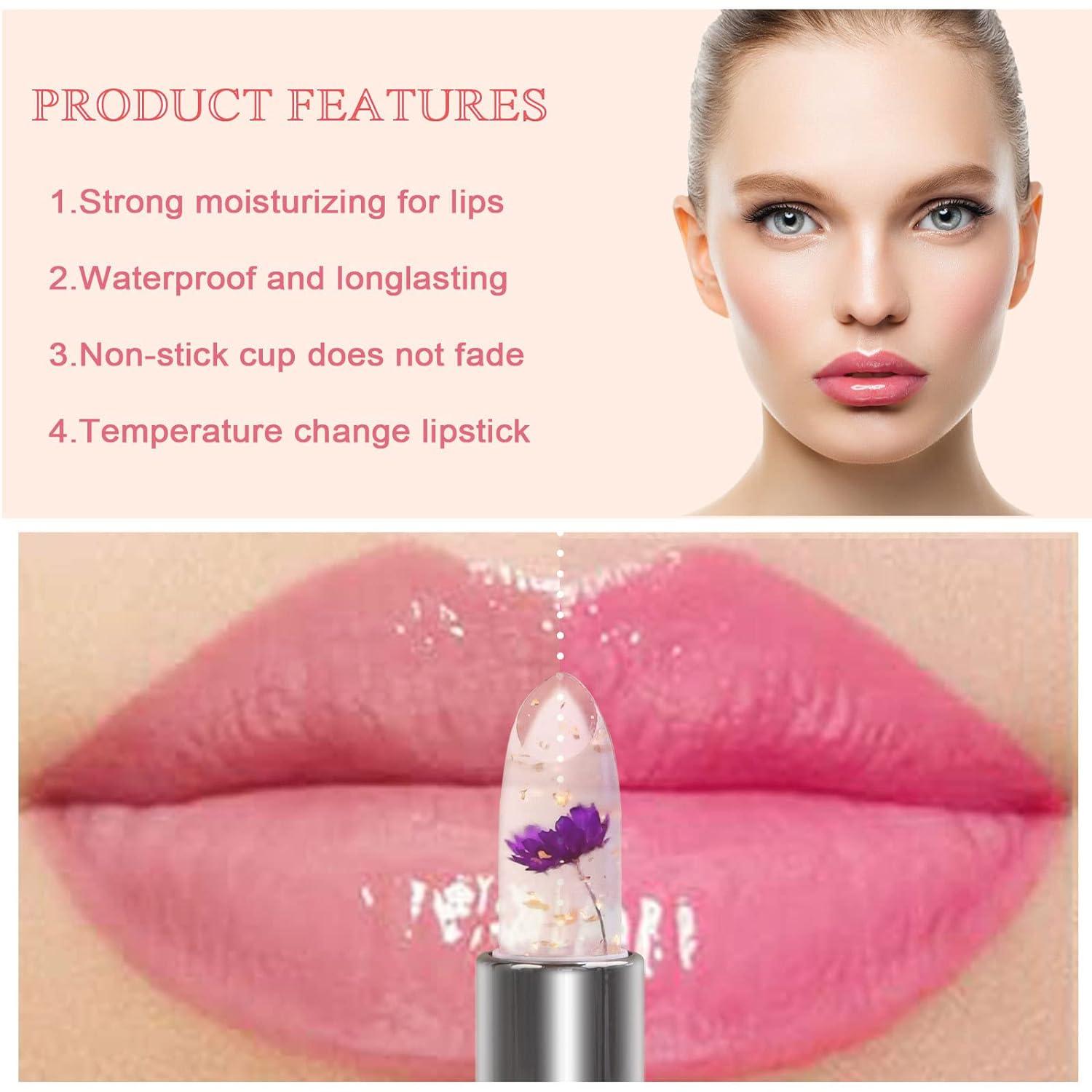 Crystal Jelly Flower Color Changing Lipstick Set - Rose Red ...