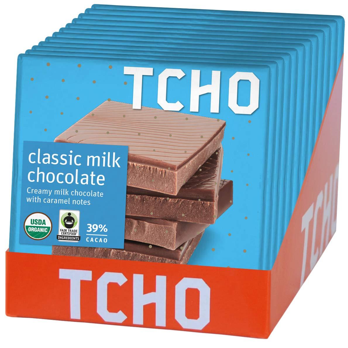 TCHO Milk Chocolate Classic 39% - 70g Bar, Pack of 12 | Premium Milk ...