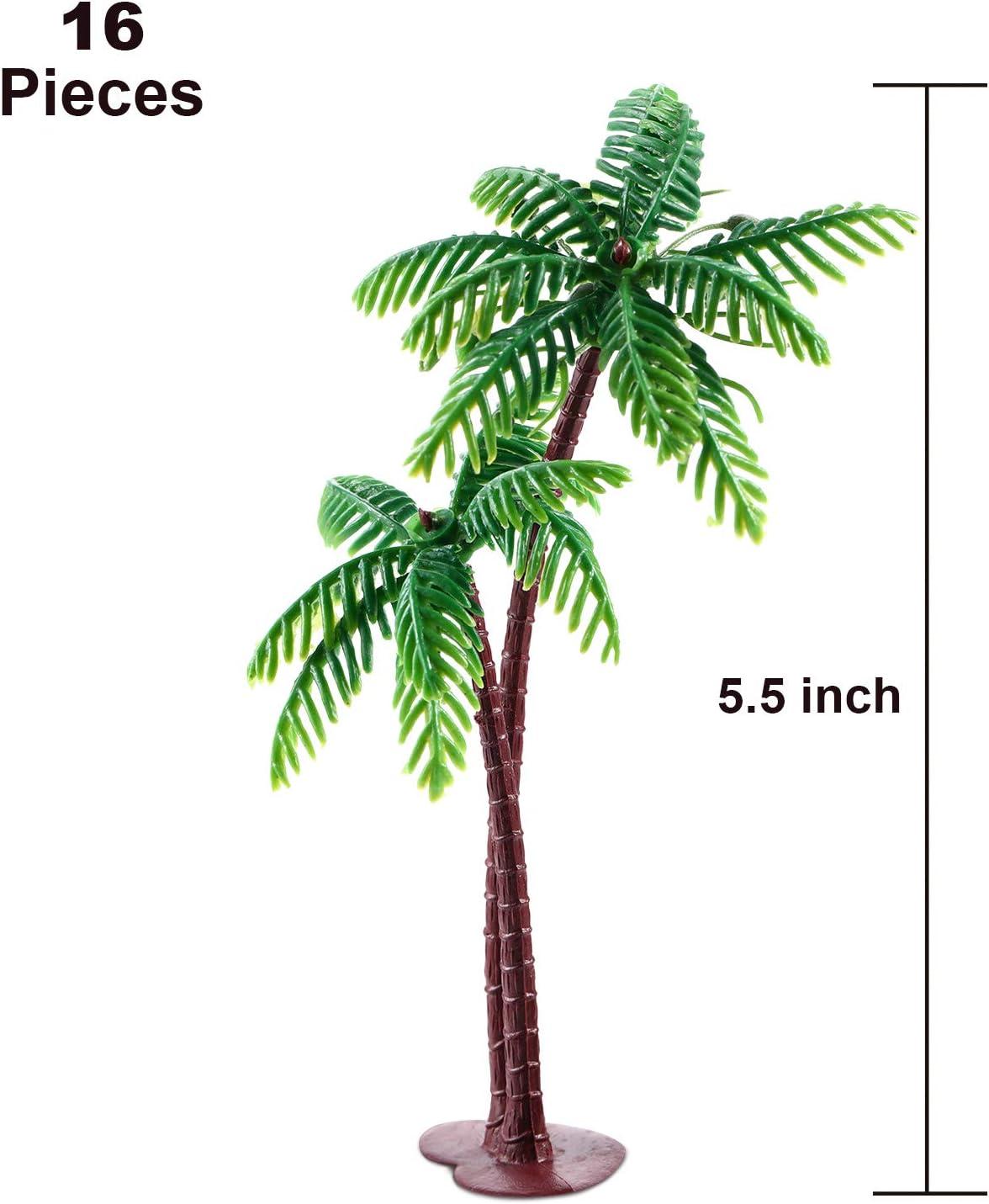 16 Pieces Green Palm Tree Cupcake Topper with Coconuts Cake Topper for ...