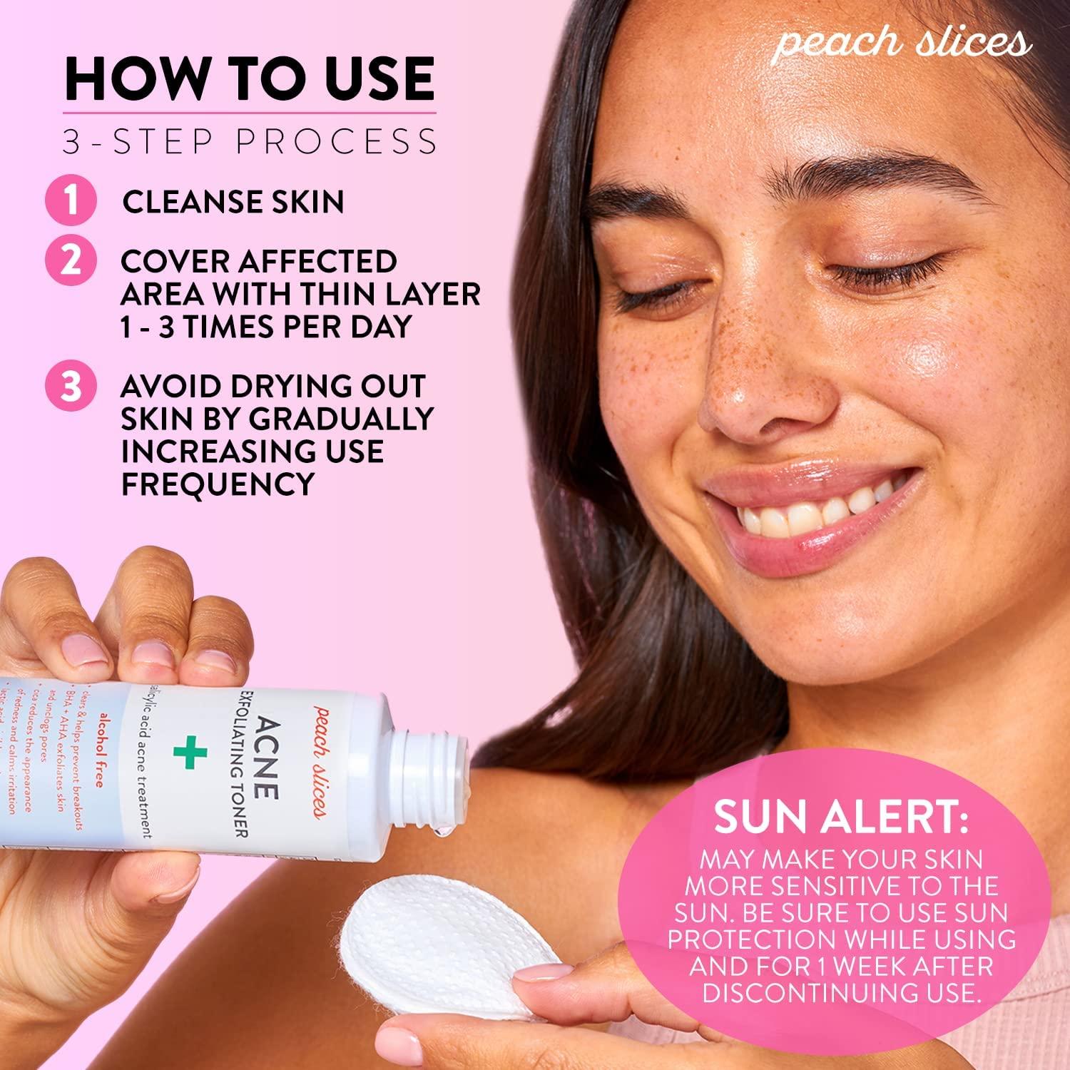 Peach Slices Acne Exfoliating Toner - 2% Salicylic Acid, AHA+BHA ...