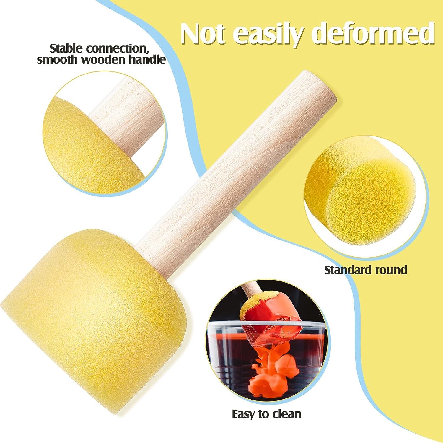 300 Pcs Sponge Foam Brush Set for Kids - Wooden Handle Paint Tools for Arts, Crafts, Painting ...