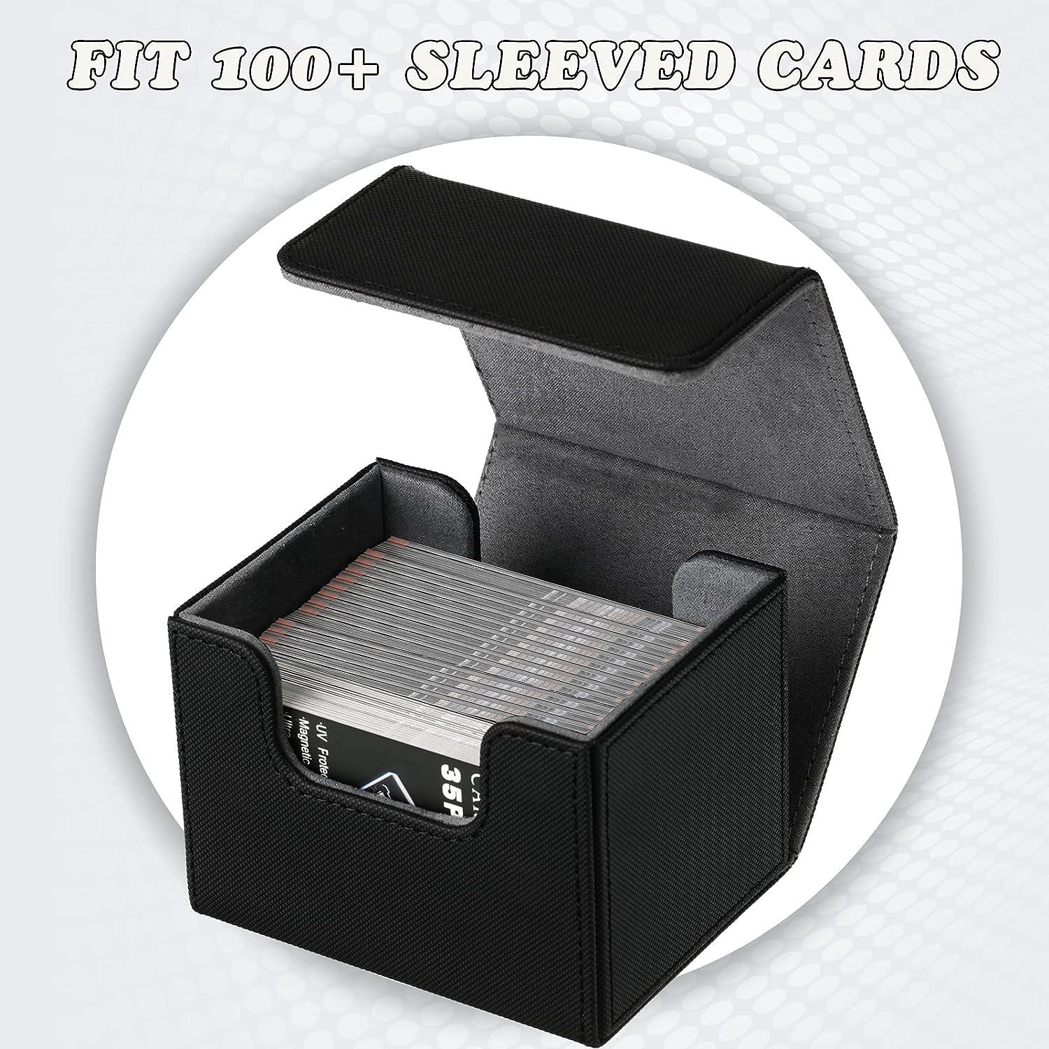 Leather Deck Card Boxes - Large Size for 100+ Sleeved Cards - Black ...