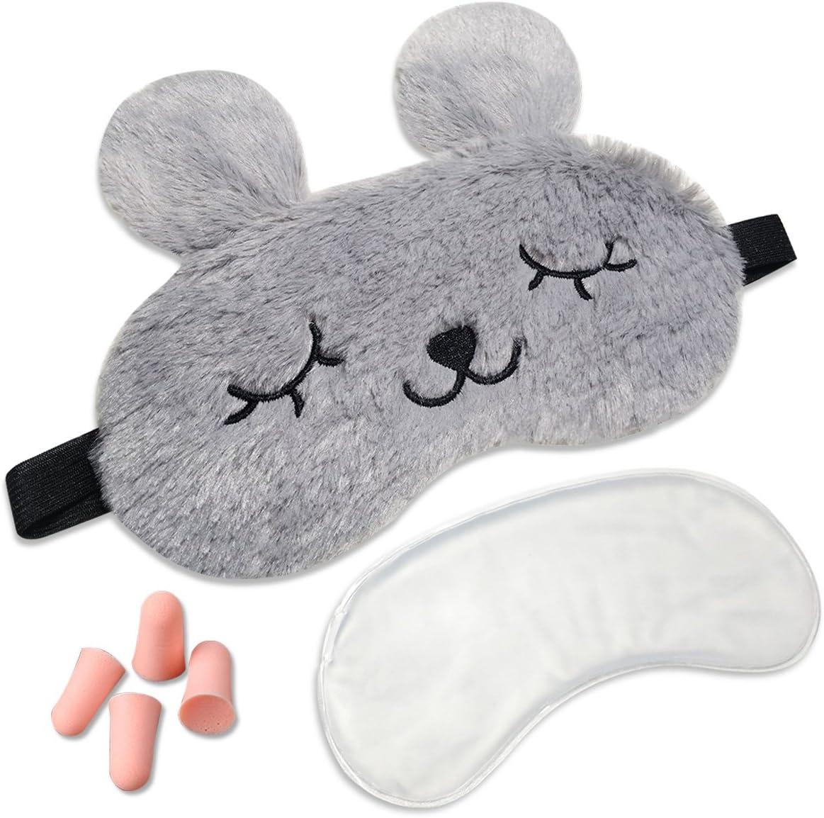 Cute 3D Rabbit Eye Mask with Gel Pad for Dry Eye and Puffy Eyes - Gray ...