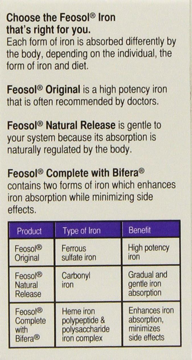Feosol Complete with Bifera 30 Count - Pack of 2 | Iron Supplement