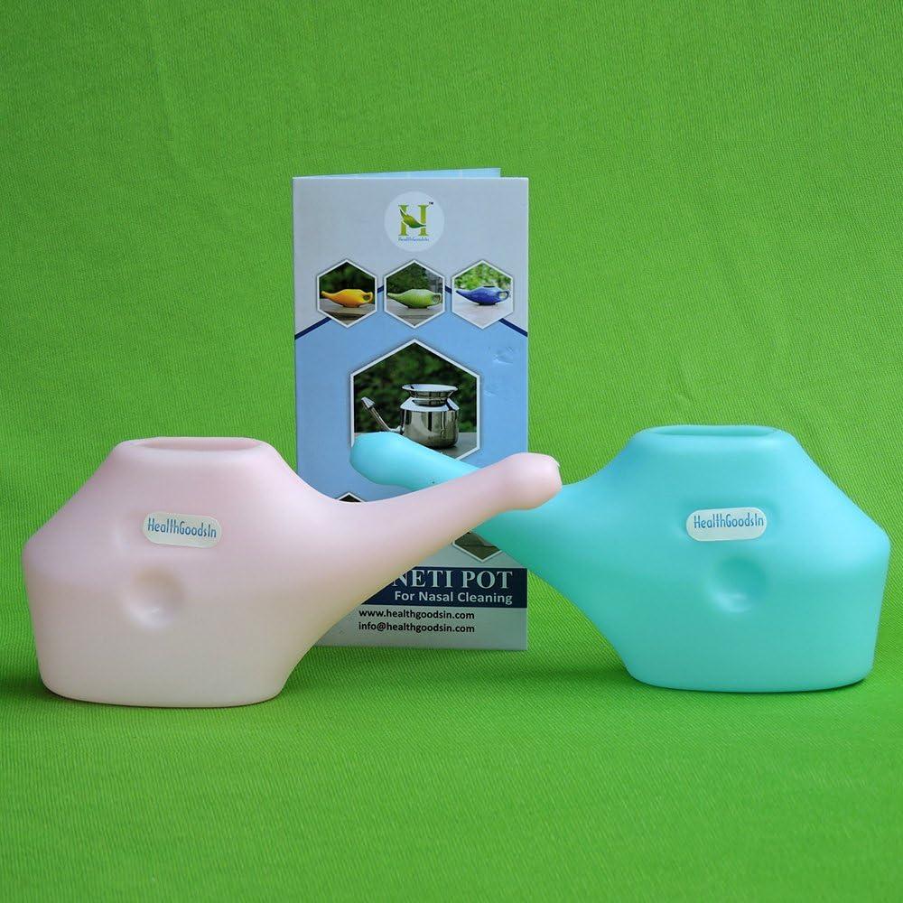 Set of 2 Unbreakable Plastic Neti Pot with Salt Sachets and Cleaning ...