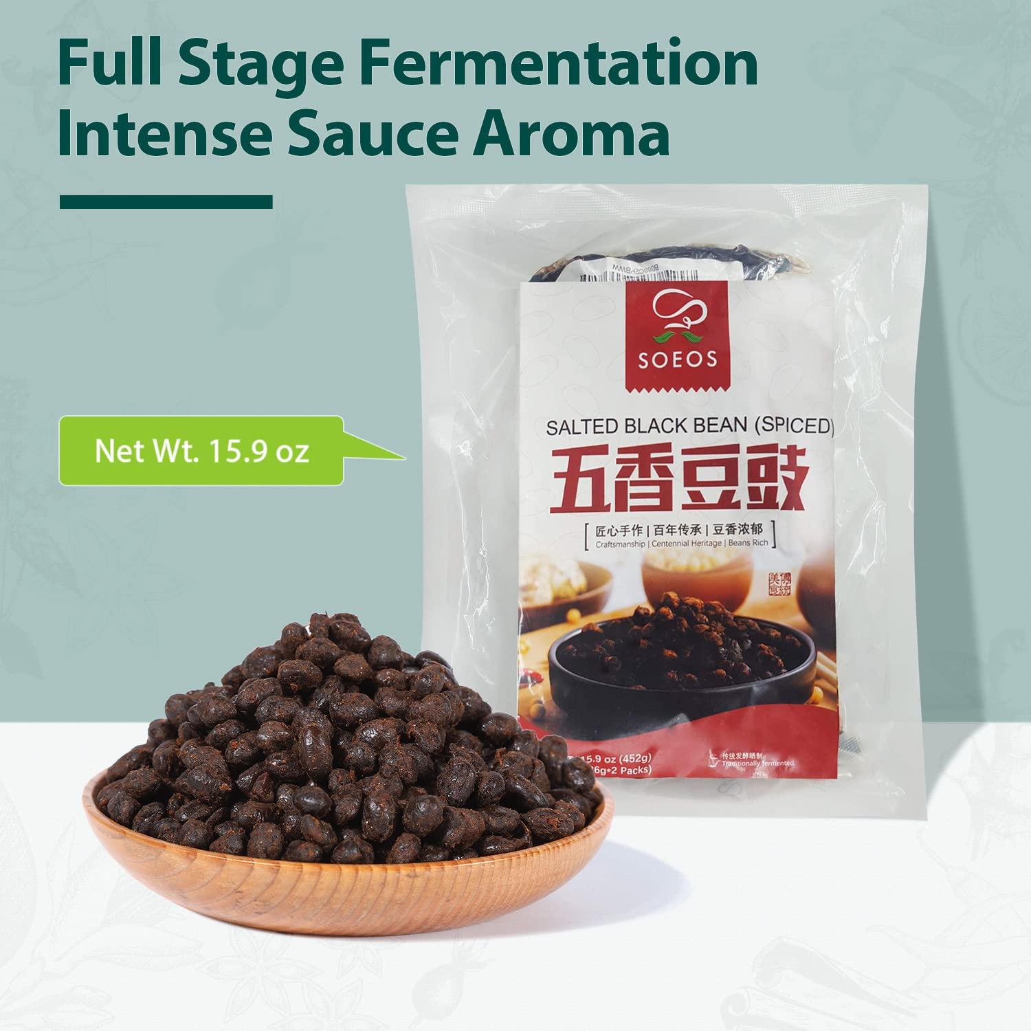 Soeos Chinese Douchi Fermented Black Beans 15.94 Oz (452g) - 2 Packs (226g Each) | Buy Now with ...