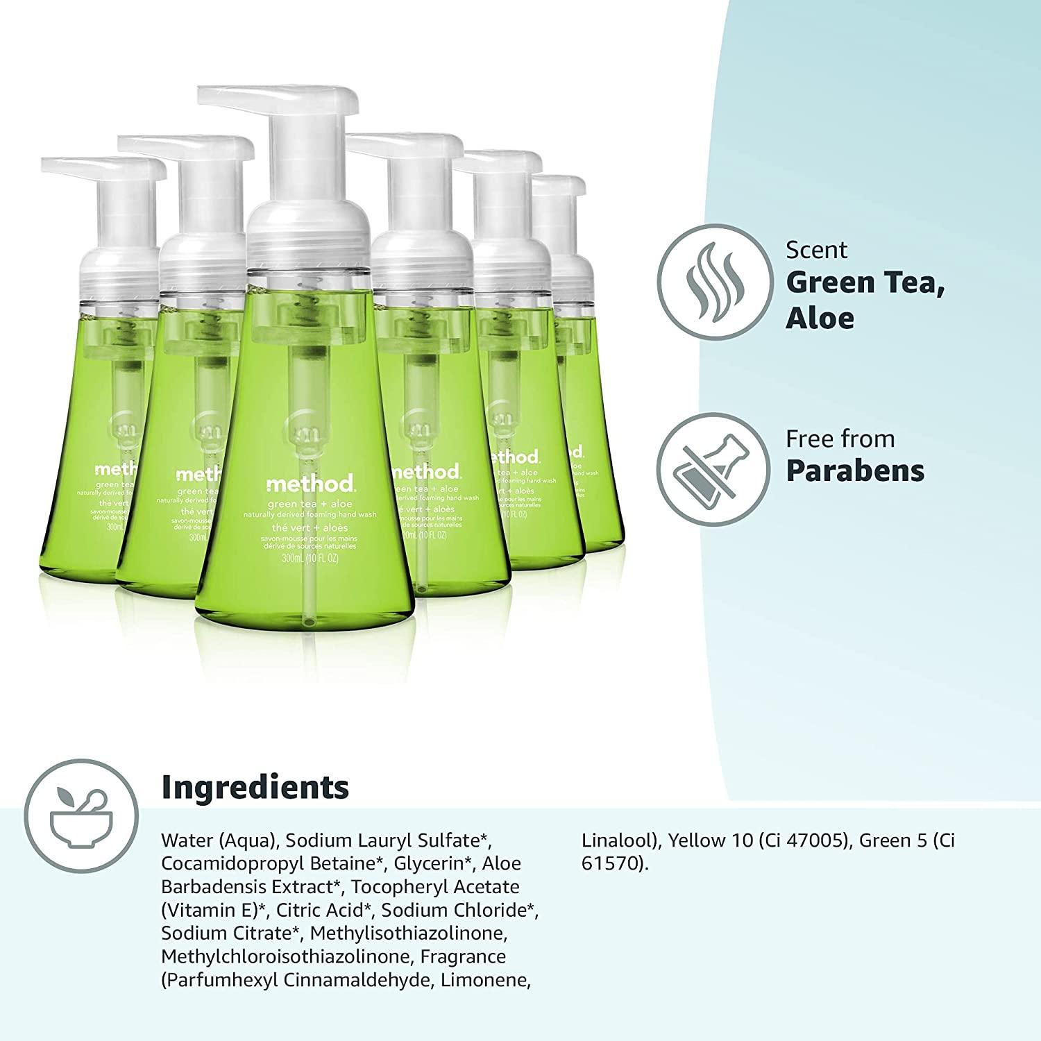 Method Foaming Hand Soap, Green Tea + Aloe, 10 Fl Oz (Pack of 6 ...