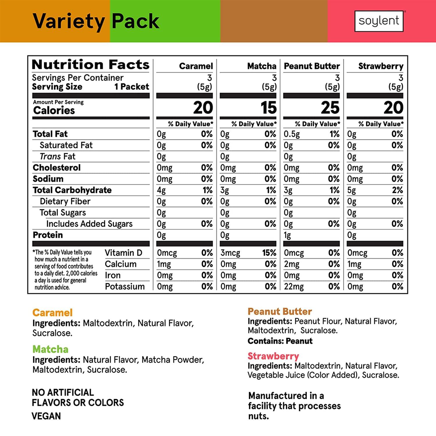 Soylent Flavor Boost Variety Pack - Vegan, 0g Sugar, Gluten-Free ...