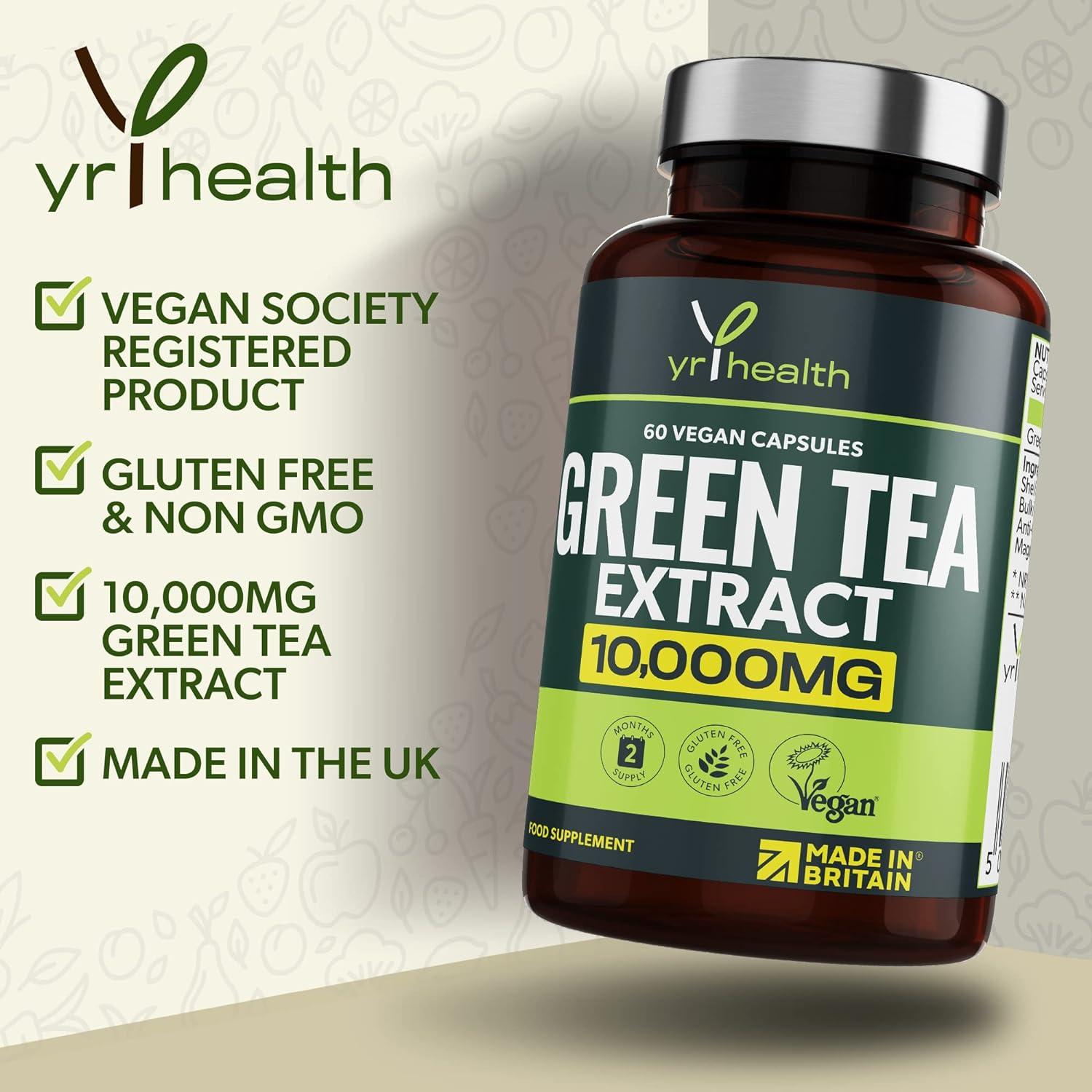 Vegan Green Tea Extract Capsules 10,000mg - Metabolism Booster for ...