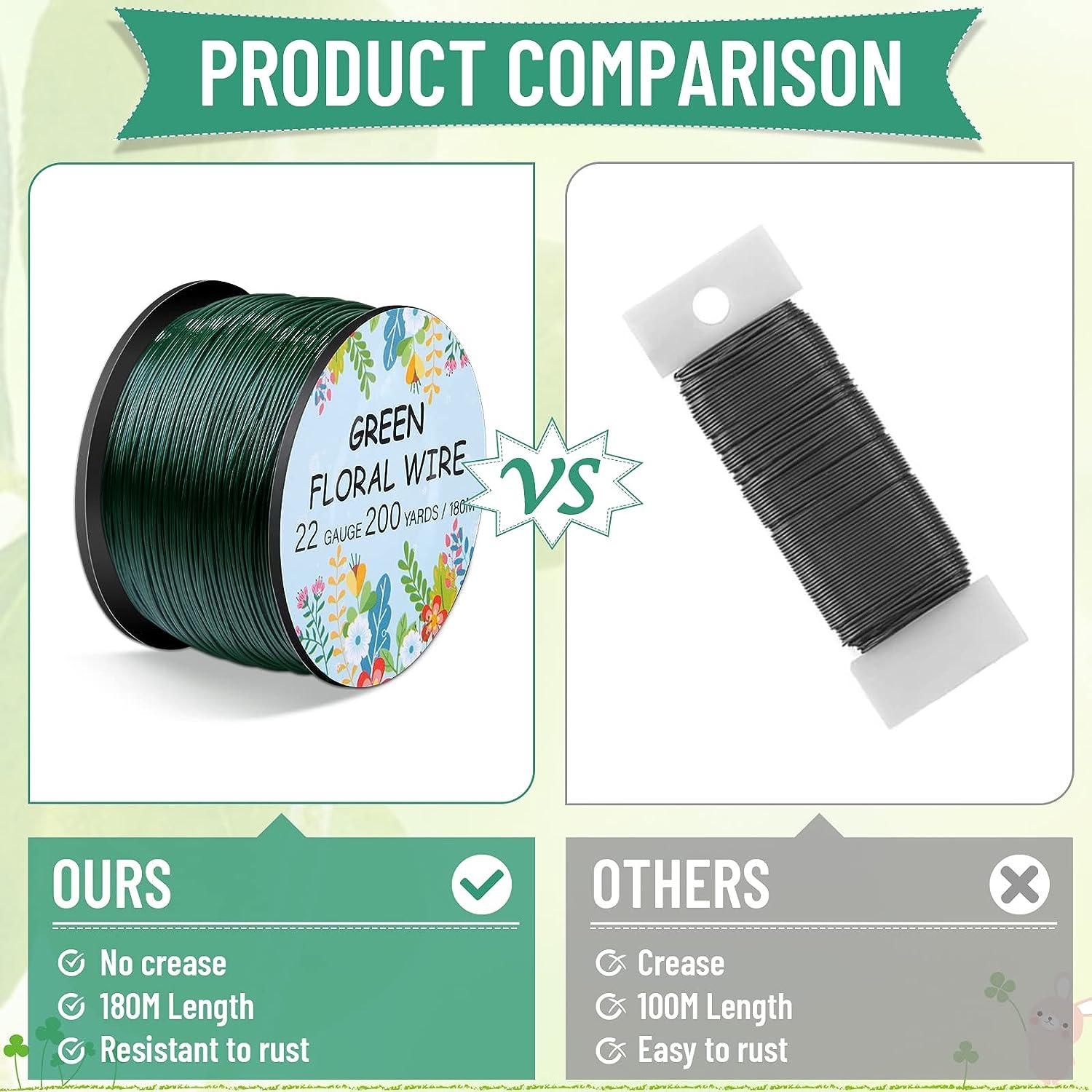 Floral Wire 22 Gauge Green Flexible Paddle Florist Wire - 200 Yards for ...