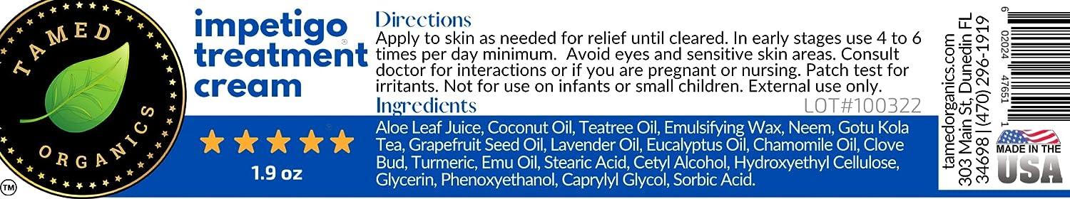 Tamed Organics Impetigo Symptom Relief Cream - Fast Acting Natural ...