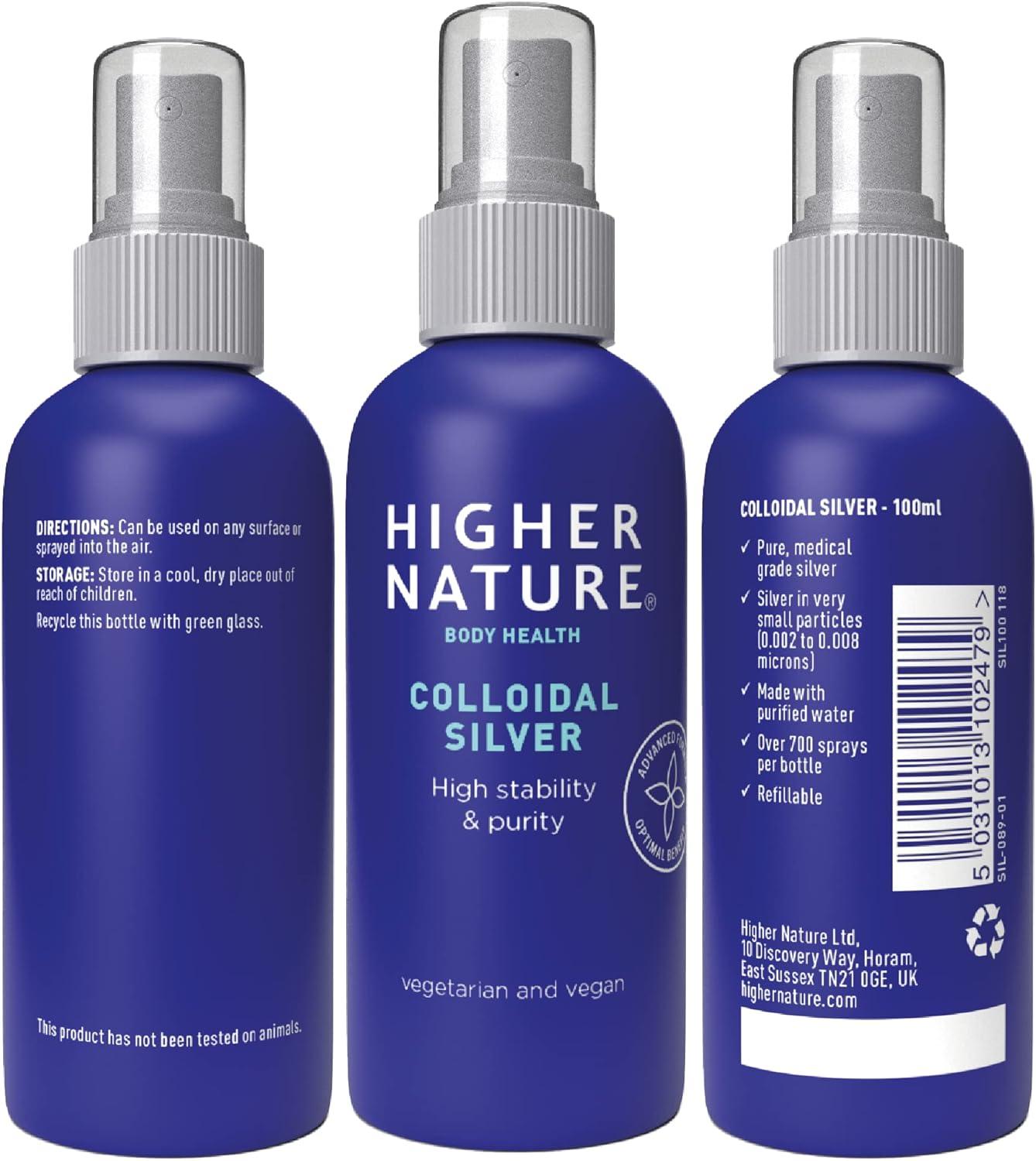 Higher Nature Colloidal Silver 100ml - Antiseptic & Disinfectant ...