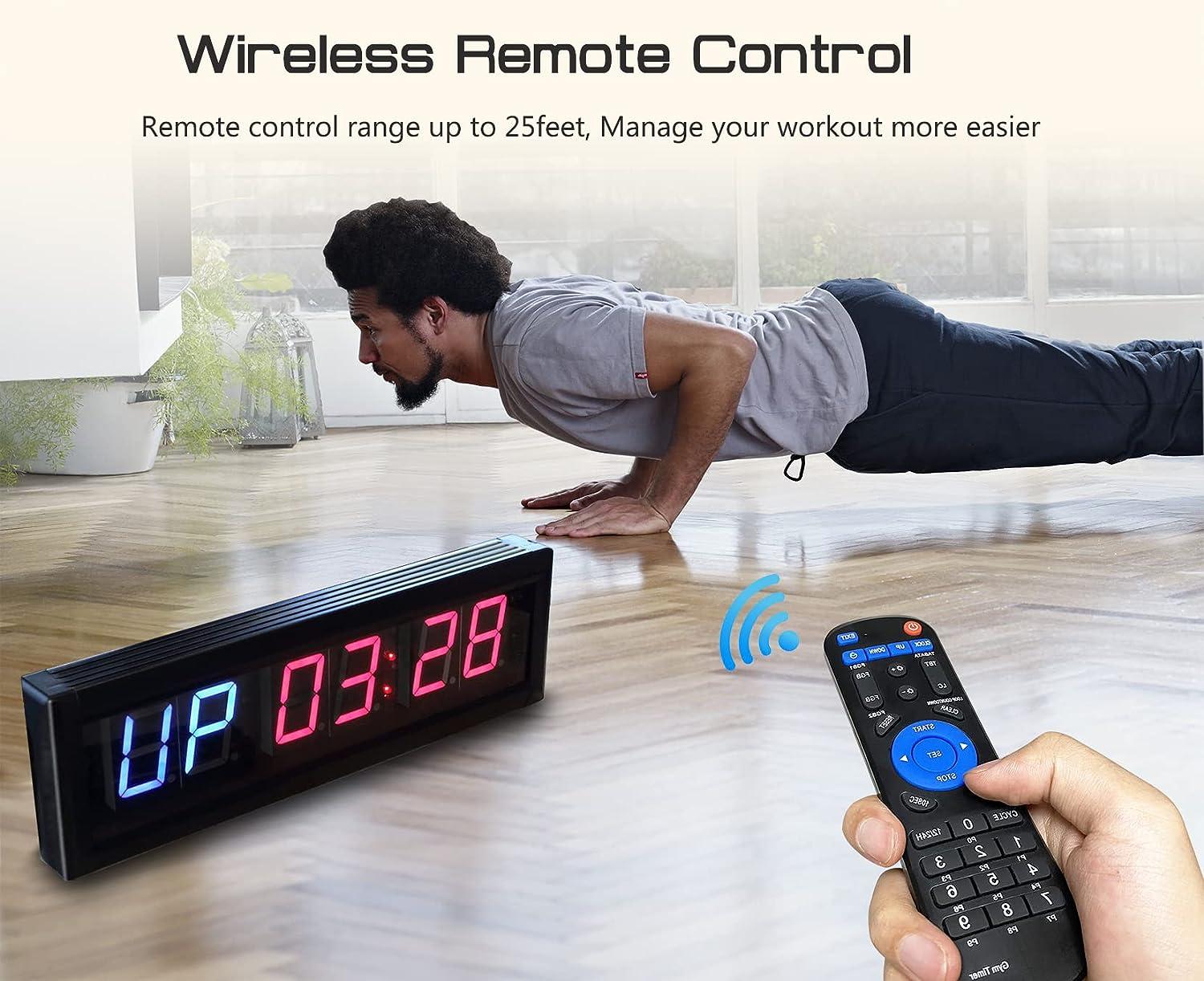 Naoeleii Gym Timer Clock with Remote - Large LED Workout Timer for Home ...