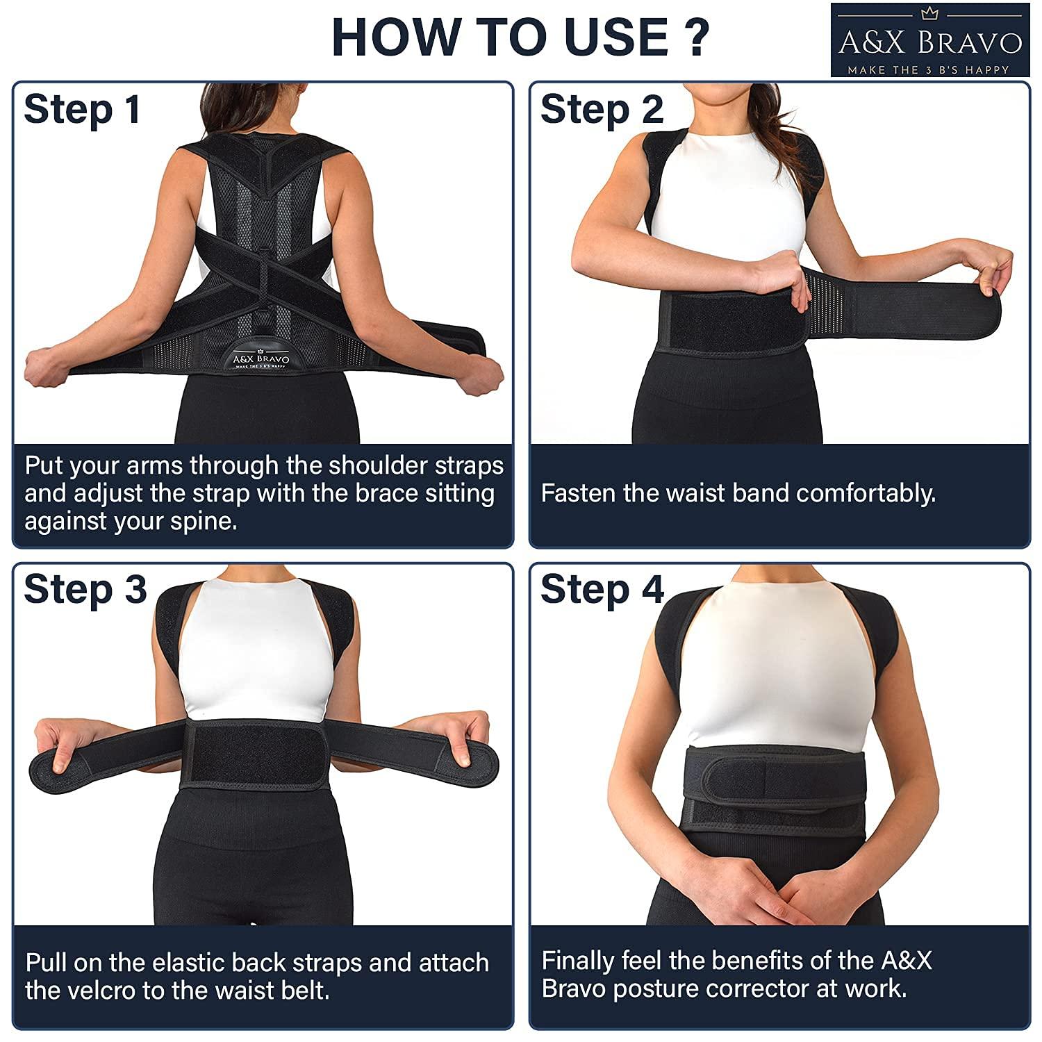 A&X Bravo Posture Corrector for Men and Women - Lumbar Support Brace ...