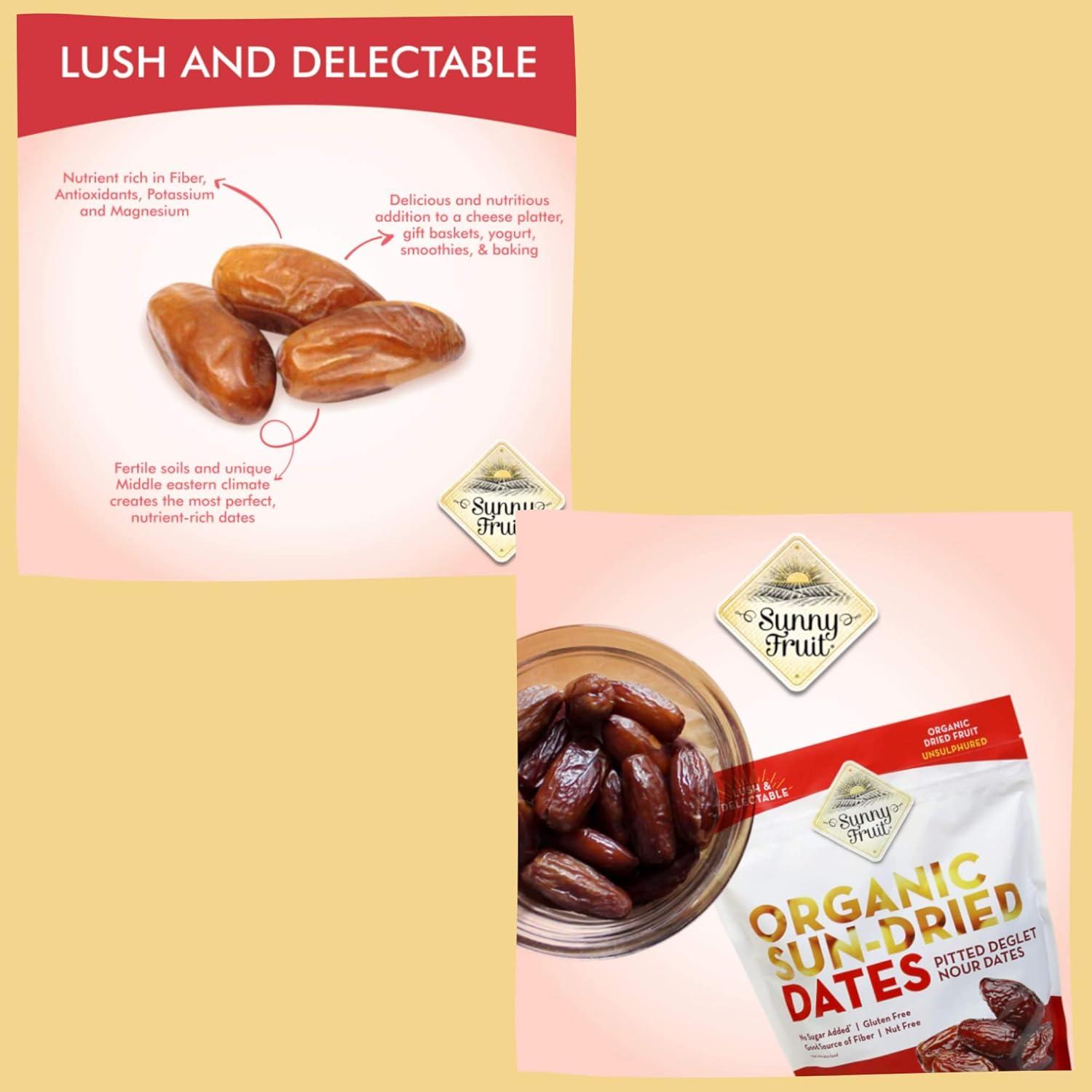 P2P Organic Pitted Dates Unsweetened Sun Dried Deglet Nour Date Gluten ...