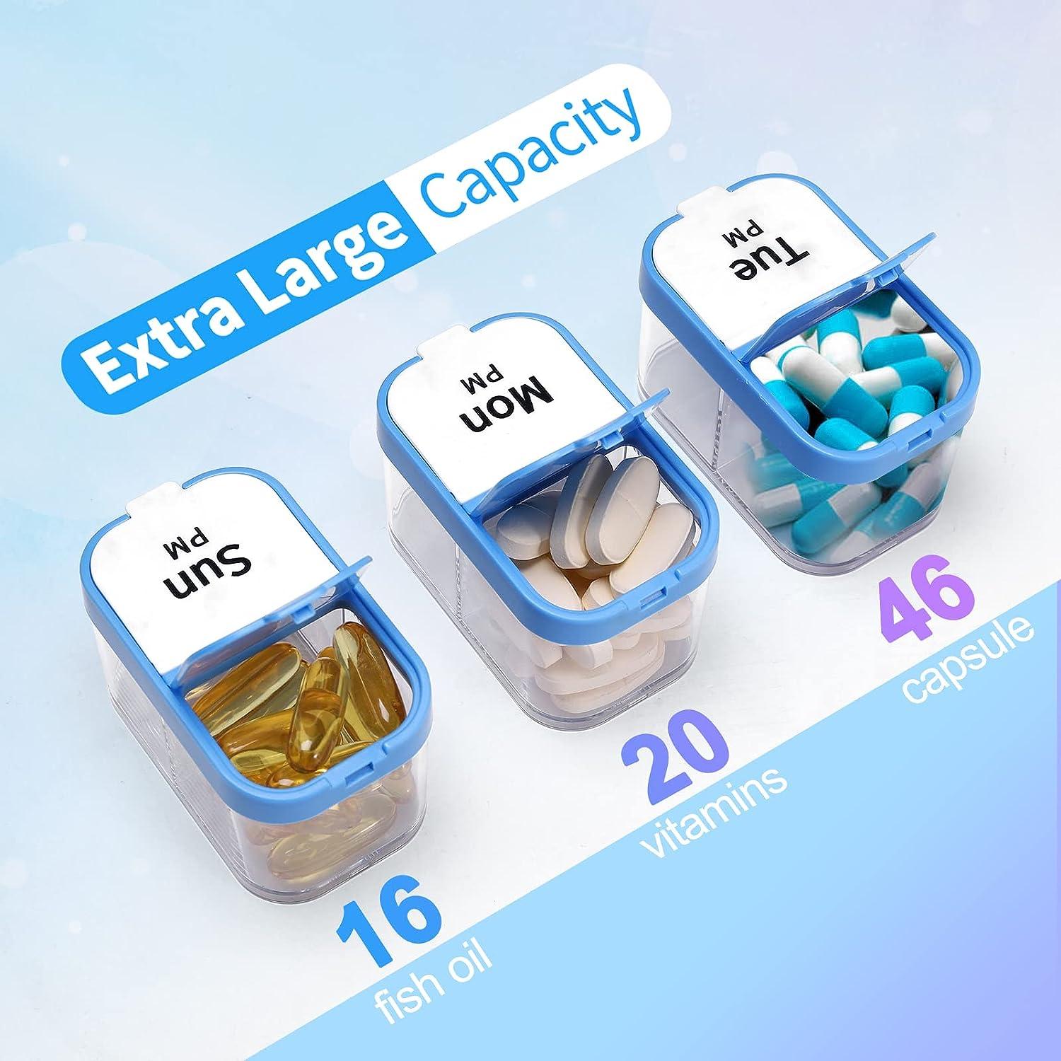 XL Weekly Pill Organizer 2x a Day | 7 Day AM PM Pill Box | Jumbo ...